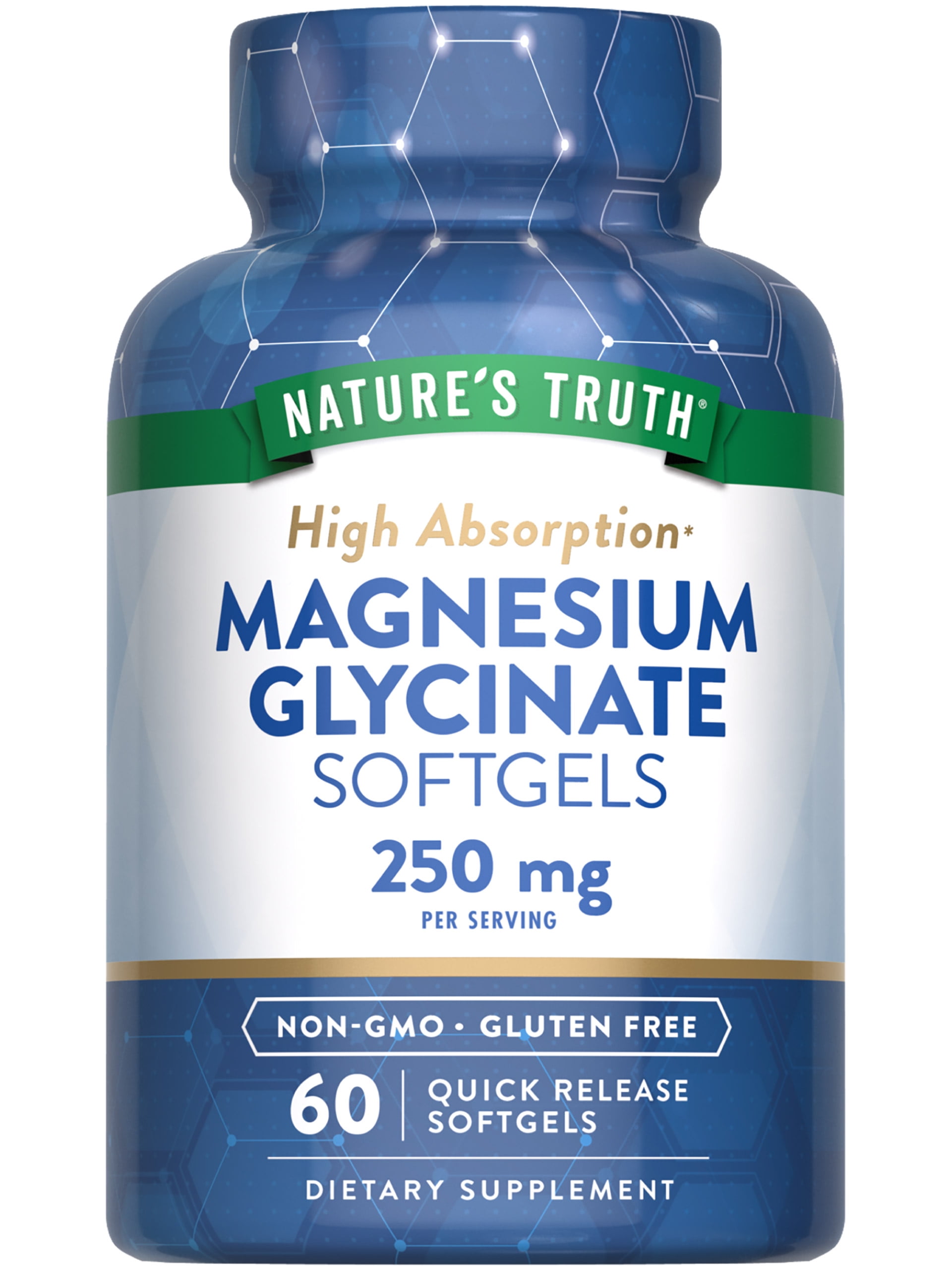 Magnesium Glycinate Softgels | 250mg | 60 Pills | High Absorption | Non ...