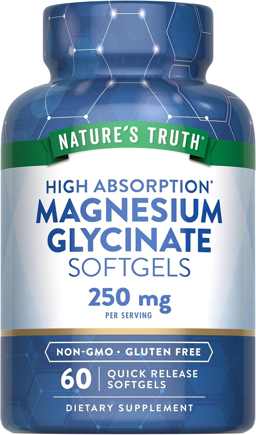 Nature's Truth Magnesium Glycinate Softgels, 250mg, 60 pills, high ...