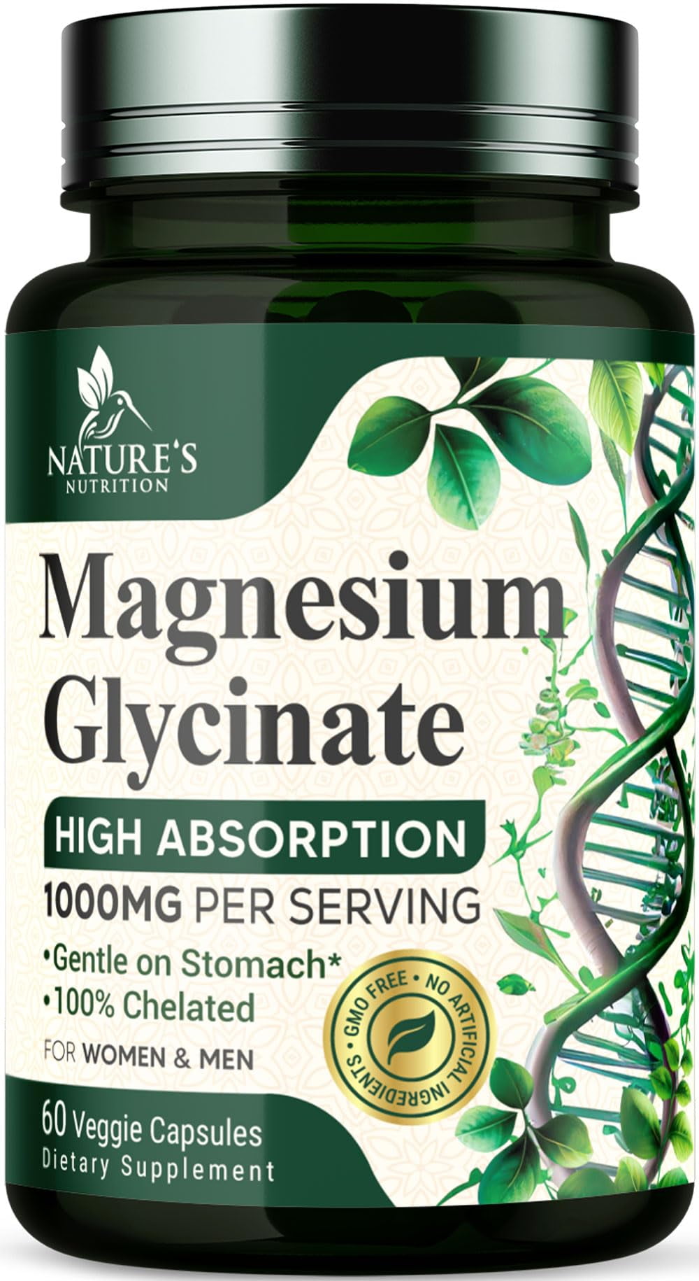 Magnesium Glycinate 1000mg - Chelated Magnesium for Bone, Muscle ...