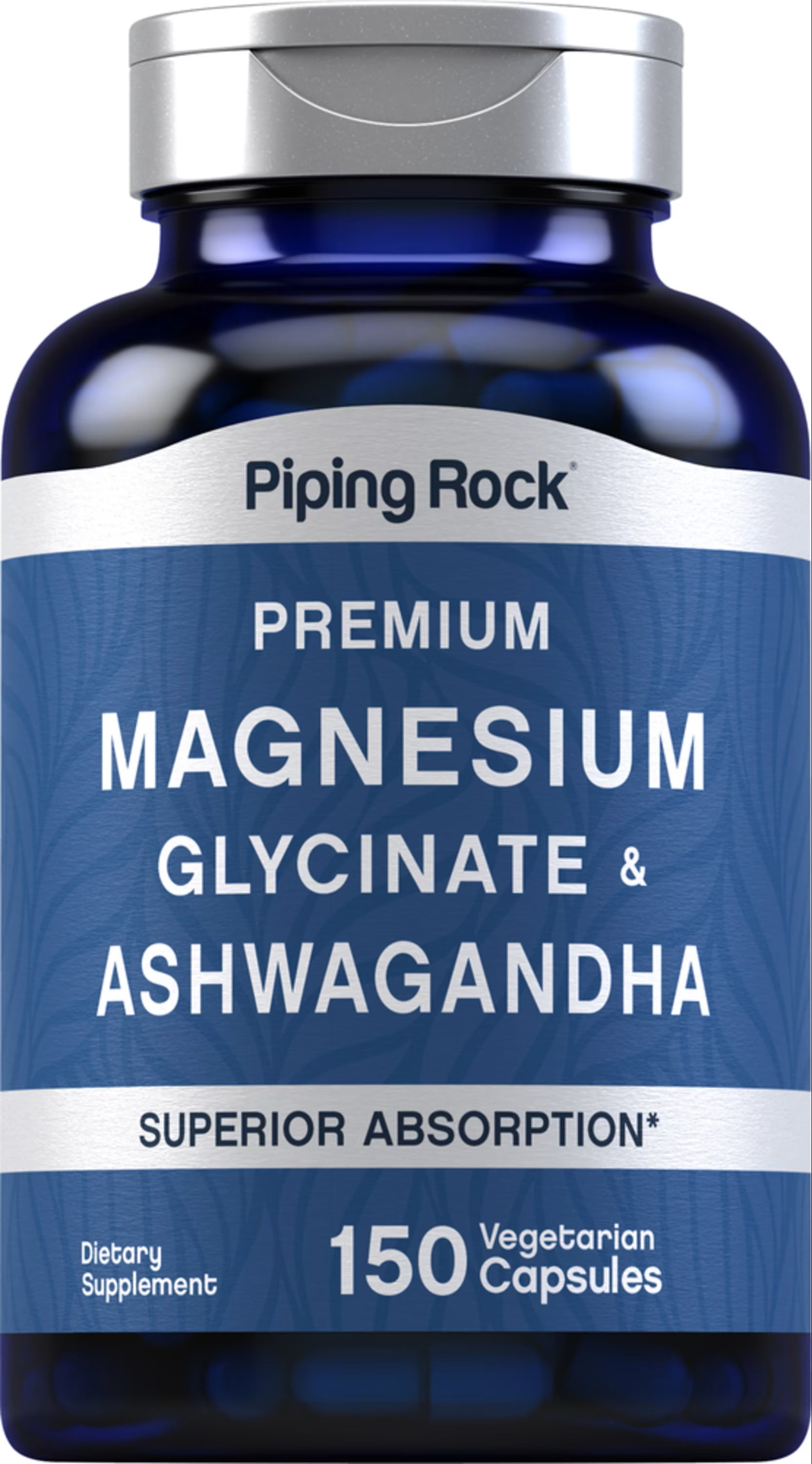 Piping Rock Magnesium Glycinate with Ashwagandha, 150 Capsules ...