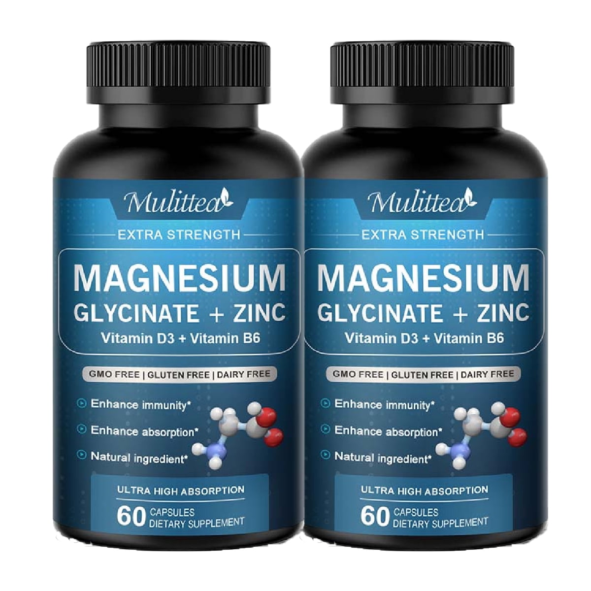 Magnesium Glycinate with Zinc 500mg , 120 Vegan Capsules (Gluten Free ...
