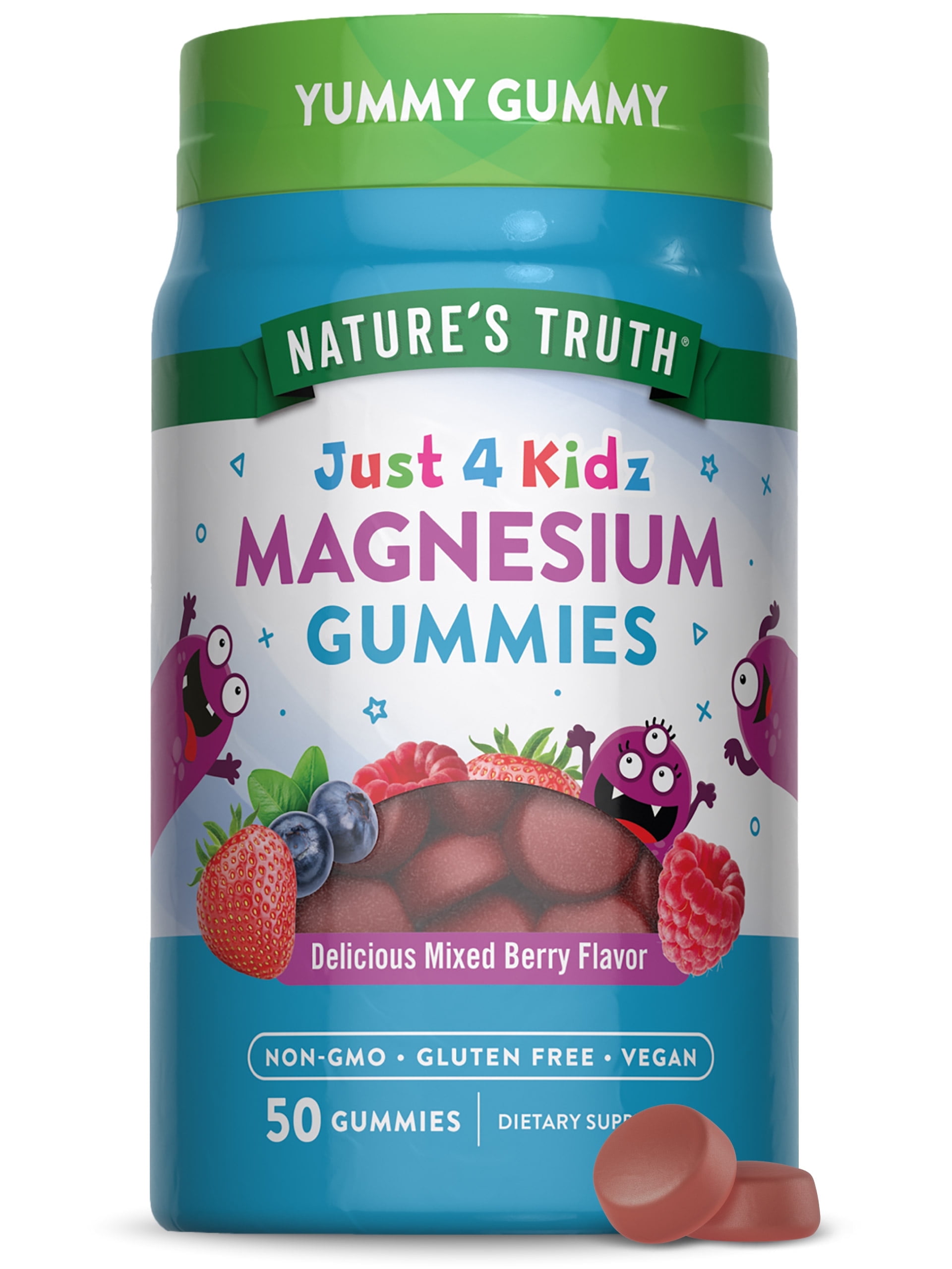Nature's Truth Kids Magnesium Gummies, 50 Count, Mixed Berry Flavor ...
