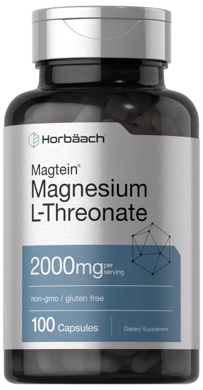 Magnesium L-Threonate | 2000mg | 100 Capsules | Magtein | Non-GMO ...