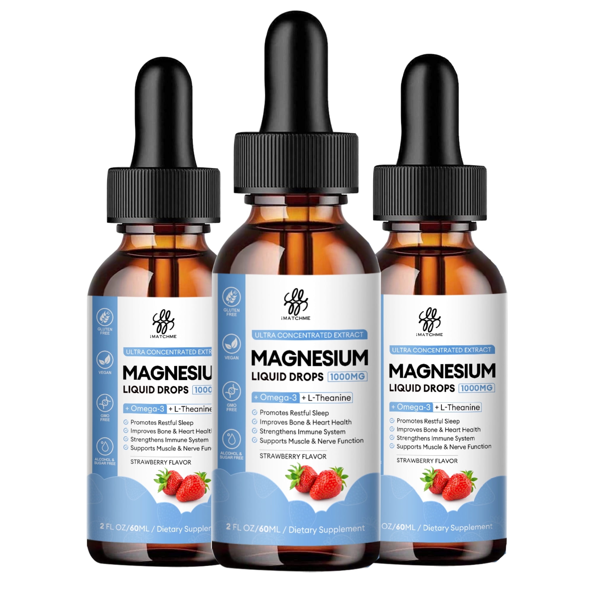 Magnesium Liquid Drops 1000mg| Omega-3+ L-Theanine Magnesium Supplement ...