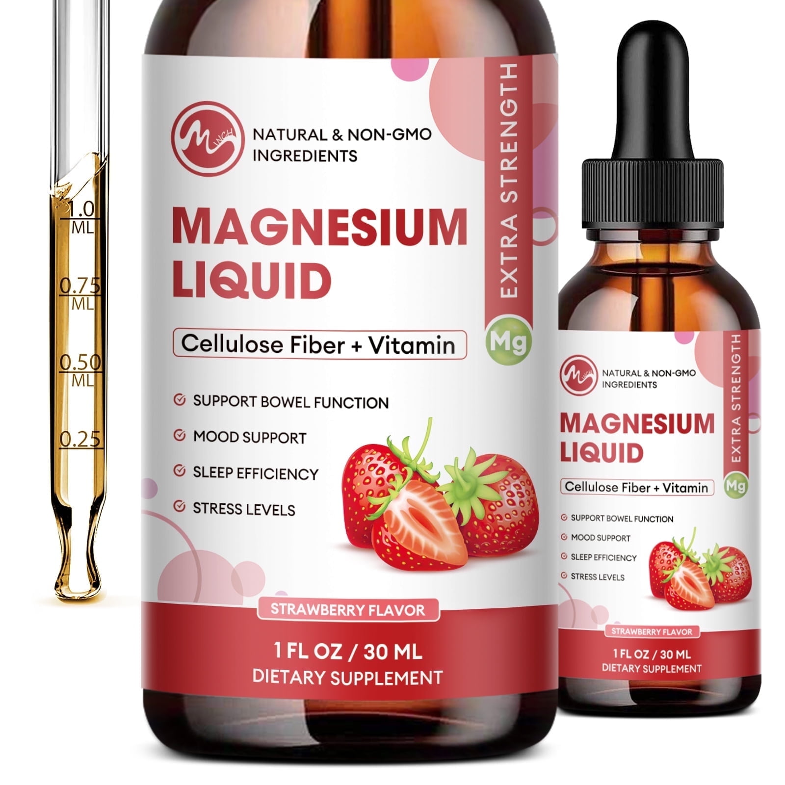 Magnesium Liquid Supplement with Cellulose Fiber, Bromelain, Vitamin B6, C, D, Zinc, 1000mg ...