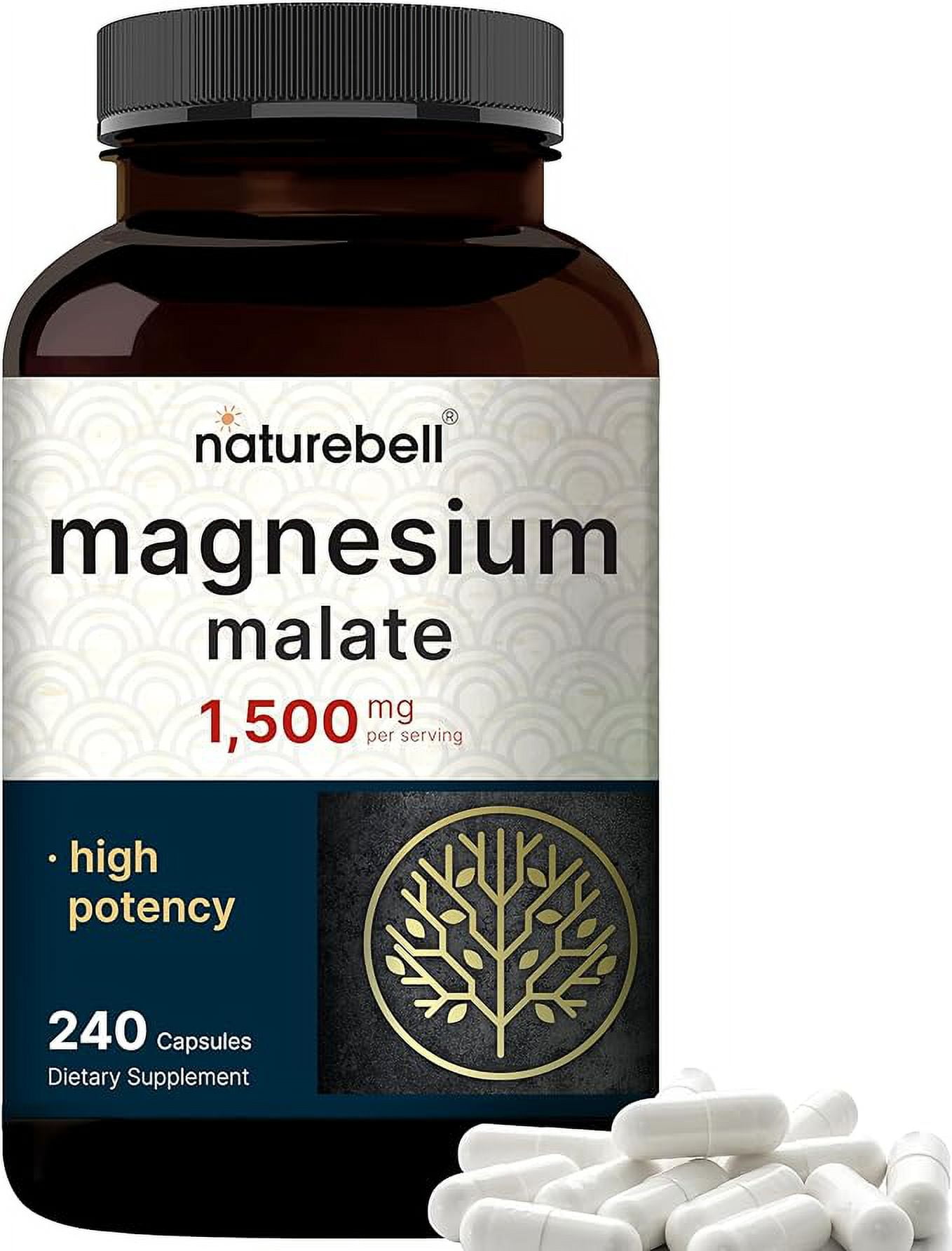 Magnesium Malate 1,500mg Per Serving, 240 Capsules | Chelated for High ...