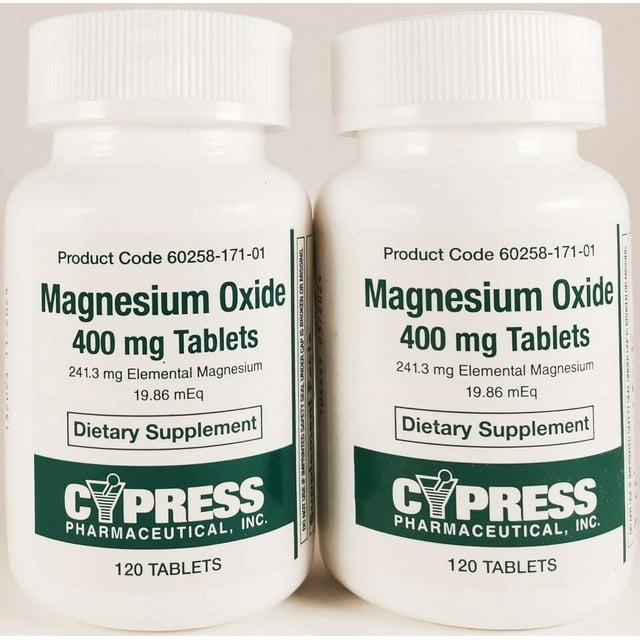 Magnesium Oxide 400mg 120 Tablets Each Pack of 2 - Walmart.com