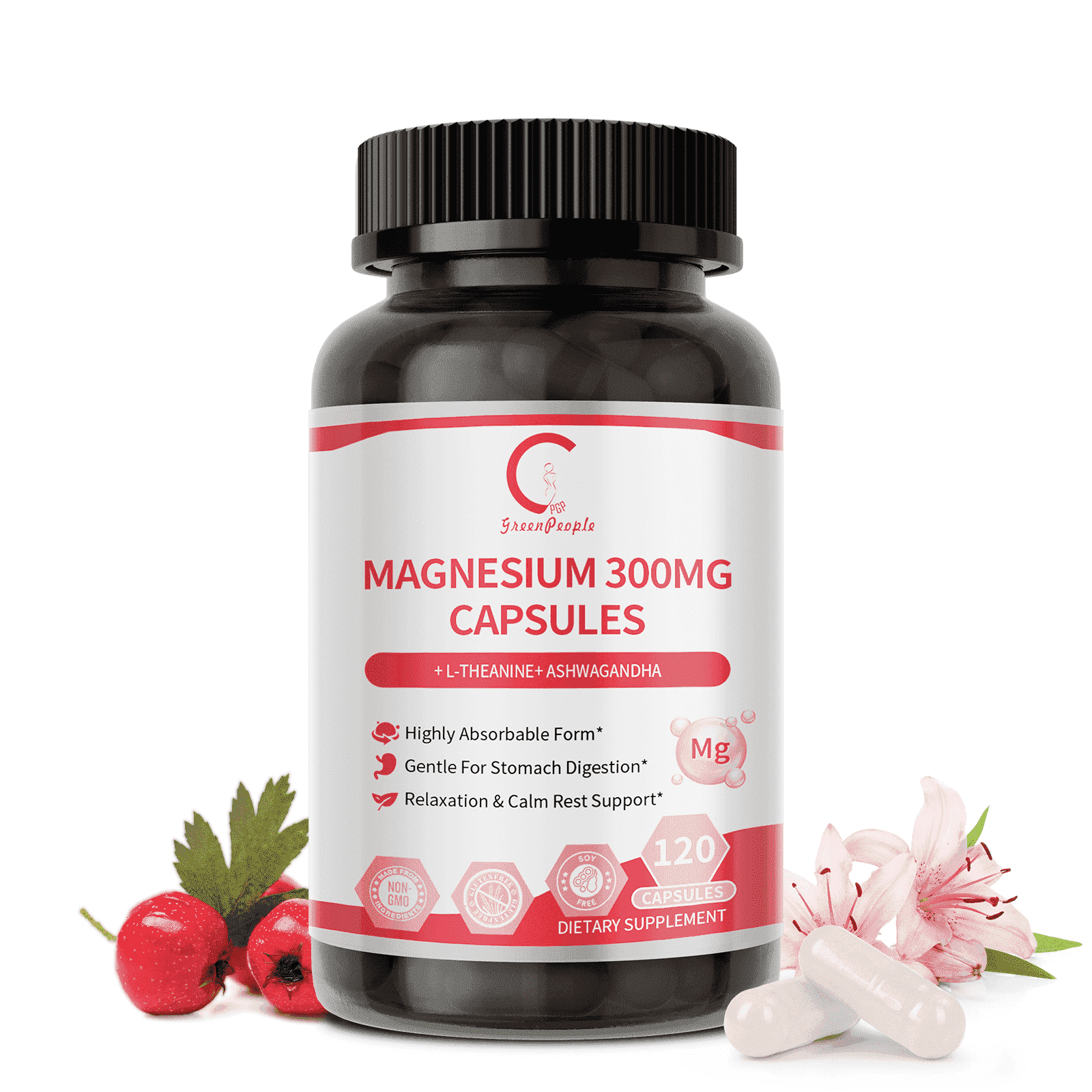 Magnesium Capsules 300mg, for Muscles, Sleep, Calm, & Energy Supplement ...