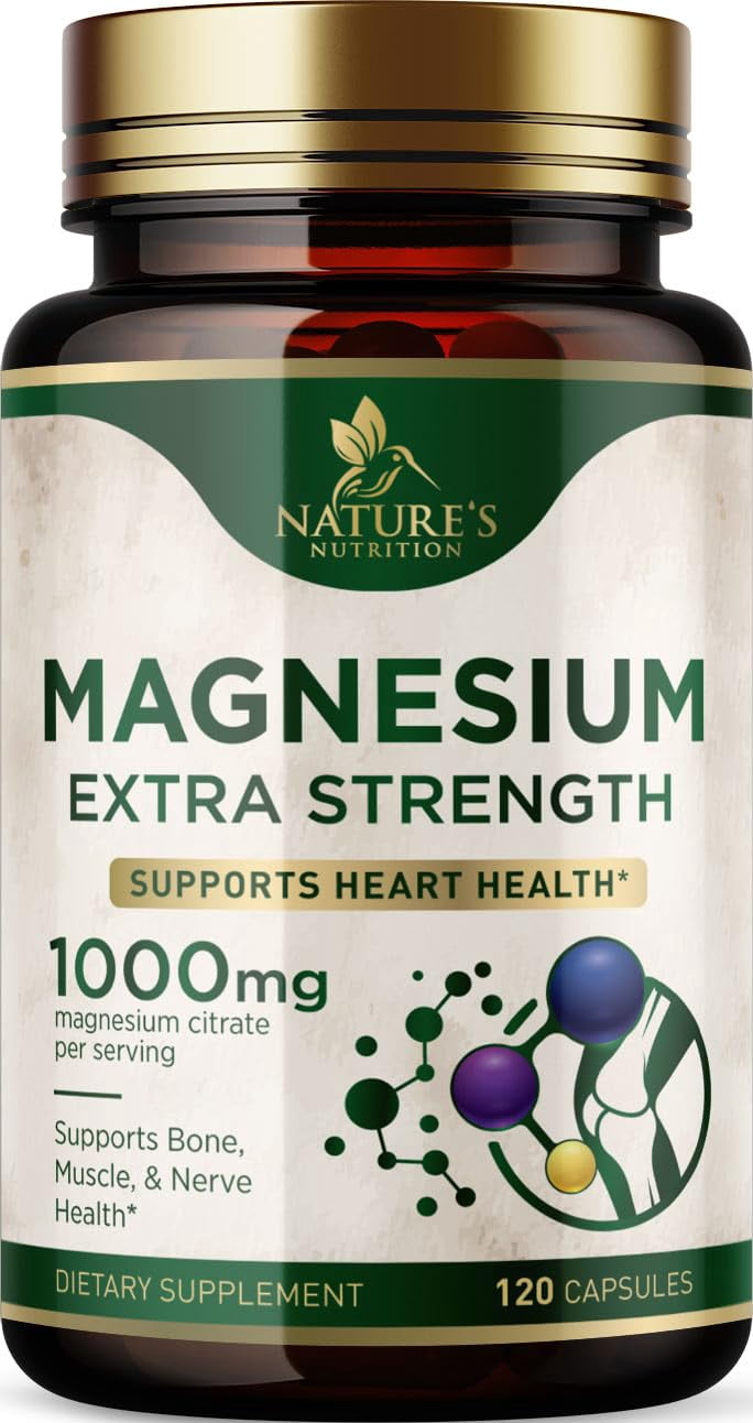 Nature's Nutrition Magnesium Supplement, 1000mg Citrate Oxide, Bone ...