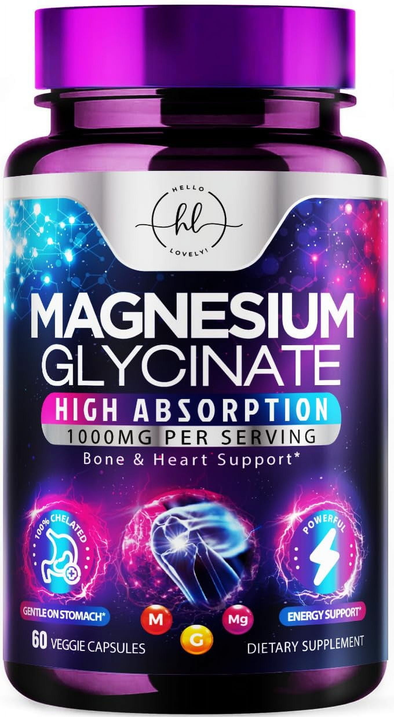 Magnesium Glycinate Supplement 1000mg - 100% Chelated & Purified - to ...