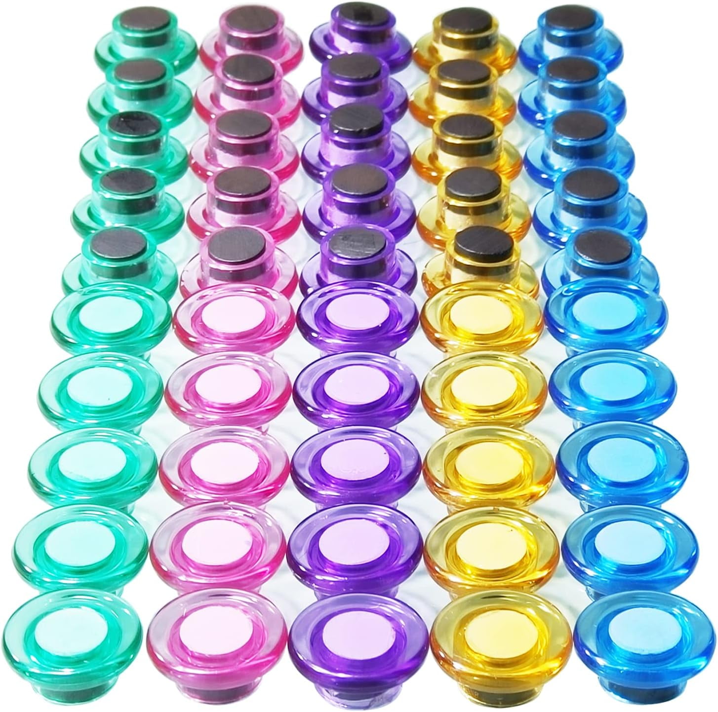 Magnet,50 Pack 5 Colors Small Mangets,Round Cute Magnets for Whiteboard ...