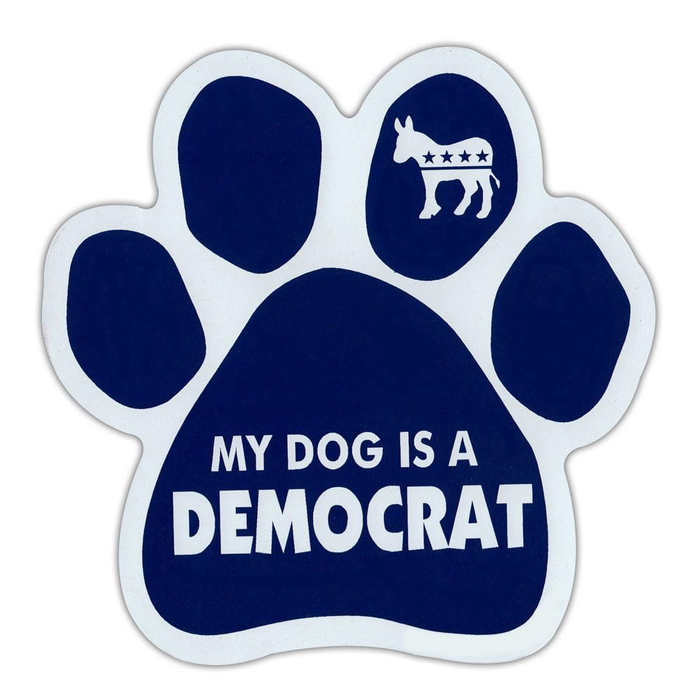 Magnet, Dog Paw, My Dog is a Democrat (Blue, Donkey Graphic), 5.5" x 5. ...