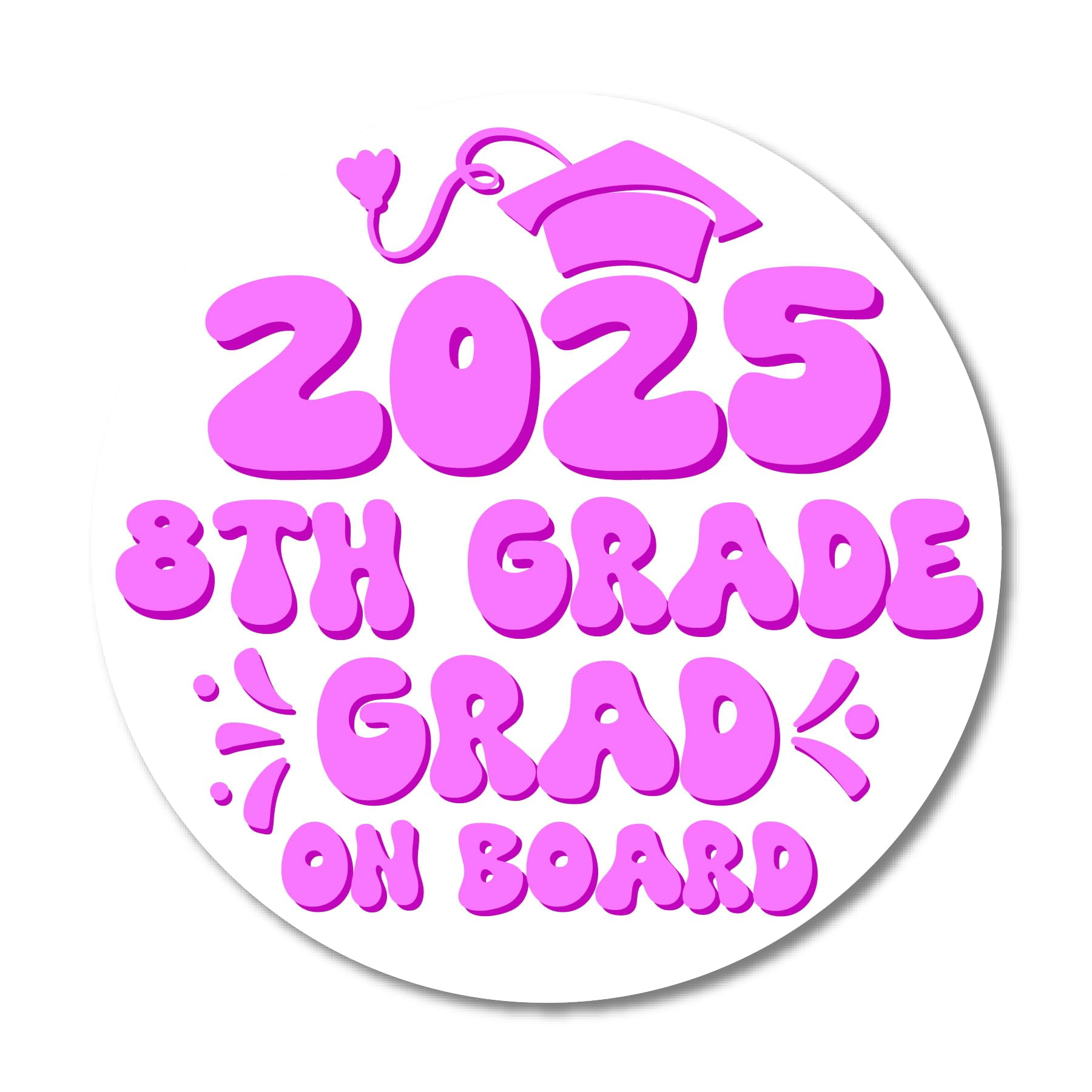 Magnet Me Up 8th Grade Grad Magnet - 5" White & Purple Class of 2025 ...