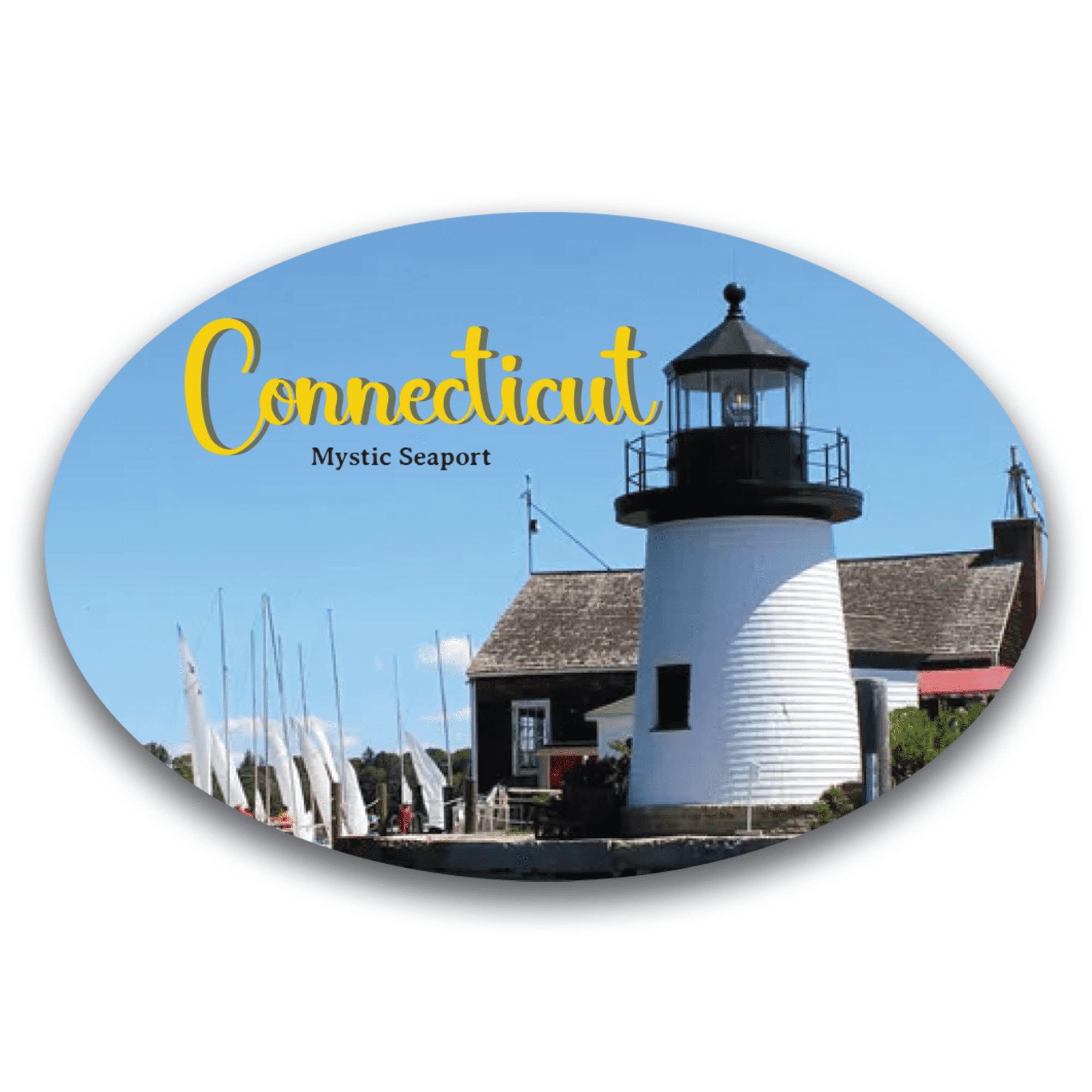 Magnet Me Up Connecticut Mystic Seaport Scenic Oval Magnet Decal, 4x6 ...