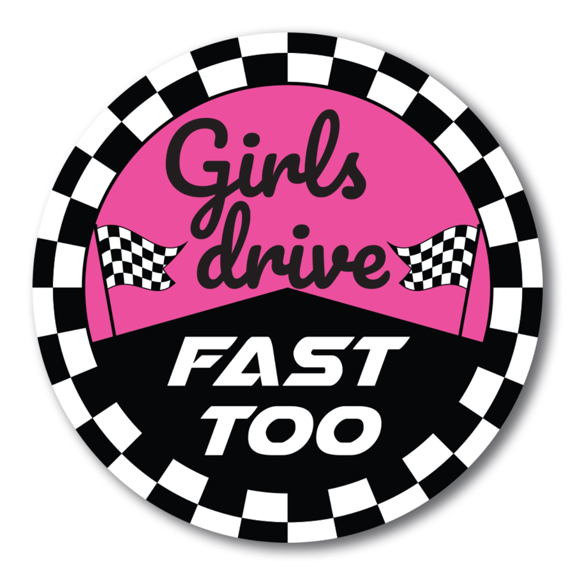 Magnet Me Up Girls Drive Fast Too, 5x5 inch, Pink, Female Race Car ...