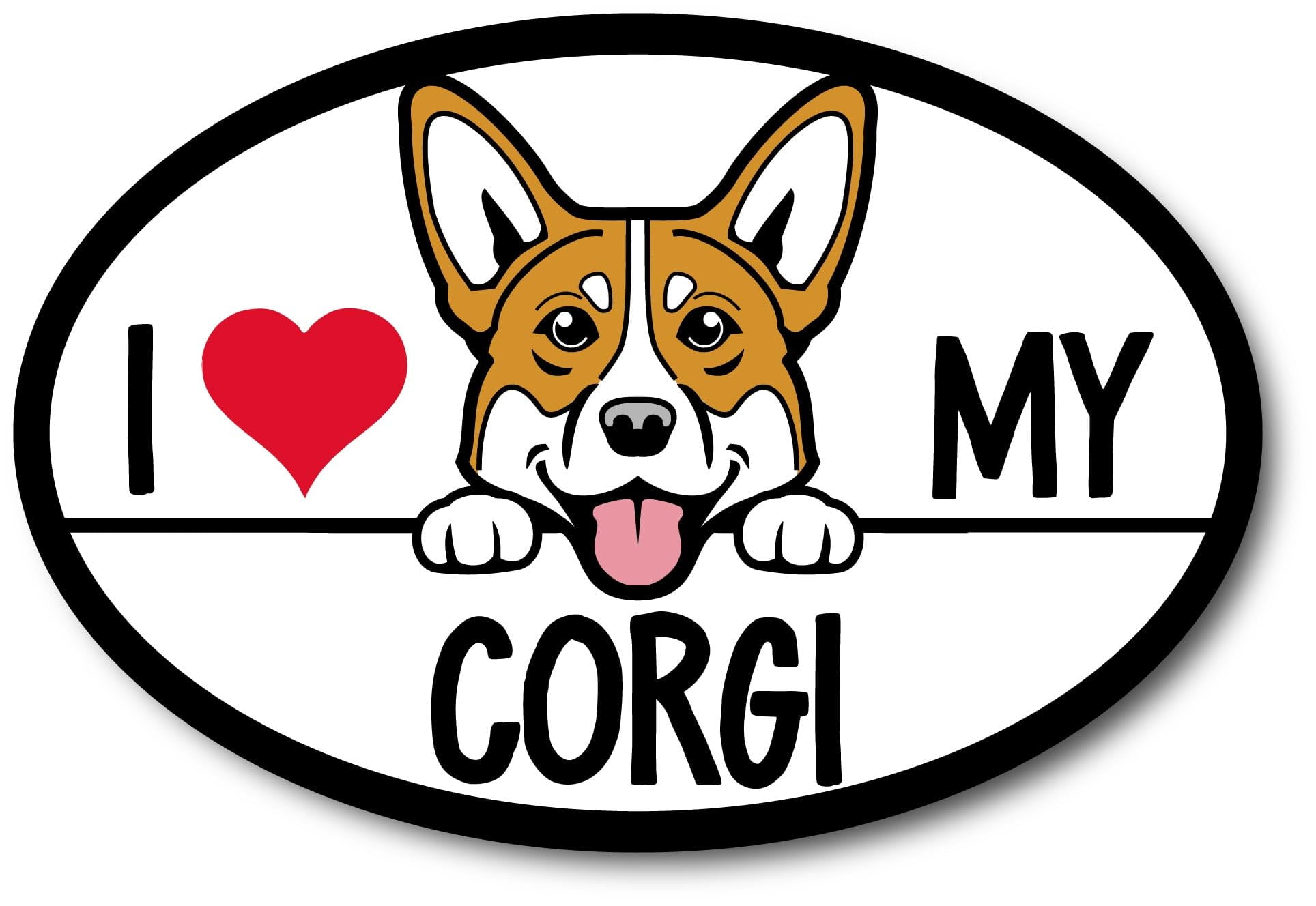 Magnet Me Up I Love My Corgi Magnetic Car Decal, 4x6 in Oval, Dog Breed ...