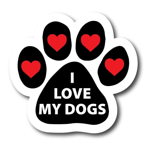 Magnet Me Up I Love My Dogs with Heart Pawprint Magnet Decal, 5 Inch ...
