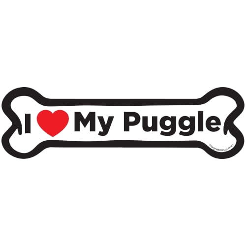 Magnet Me Up I Love My Puggle Dog Bone Magnet Decal, 2x7 In, Vinyl ...