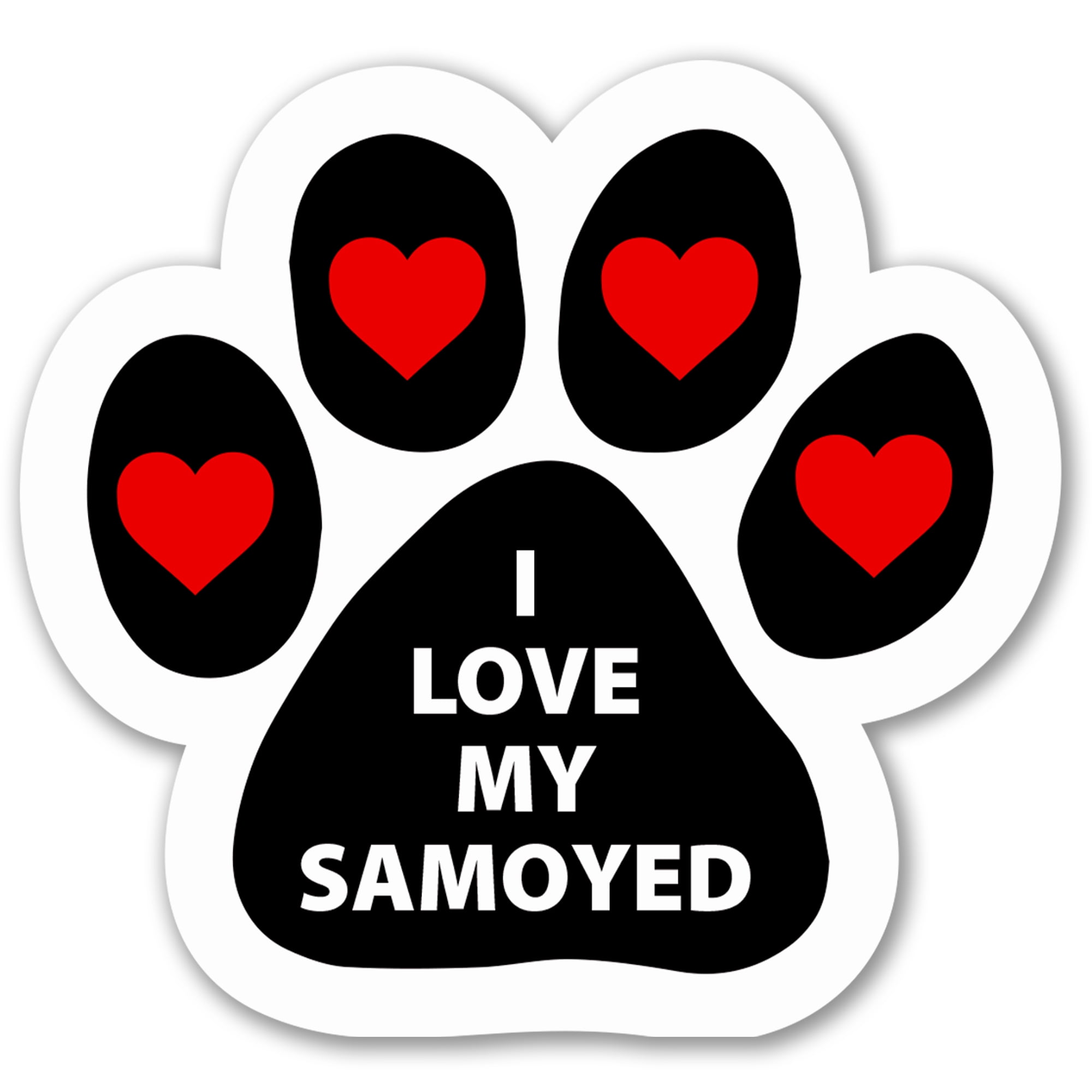 Magnet Me Up I Love My Samoyed Dog 5 Inch Pawprint Magnetic Decal ...