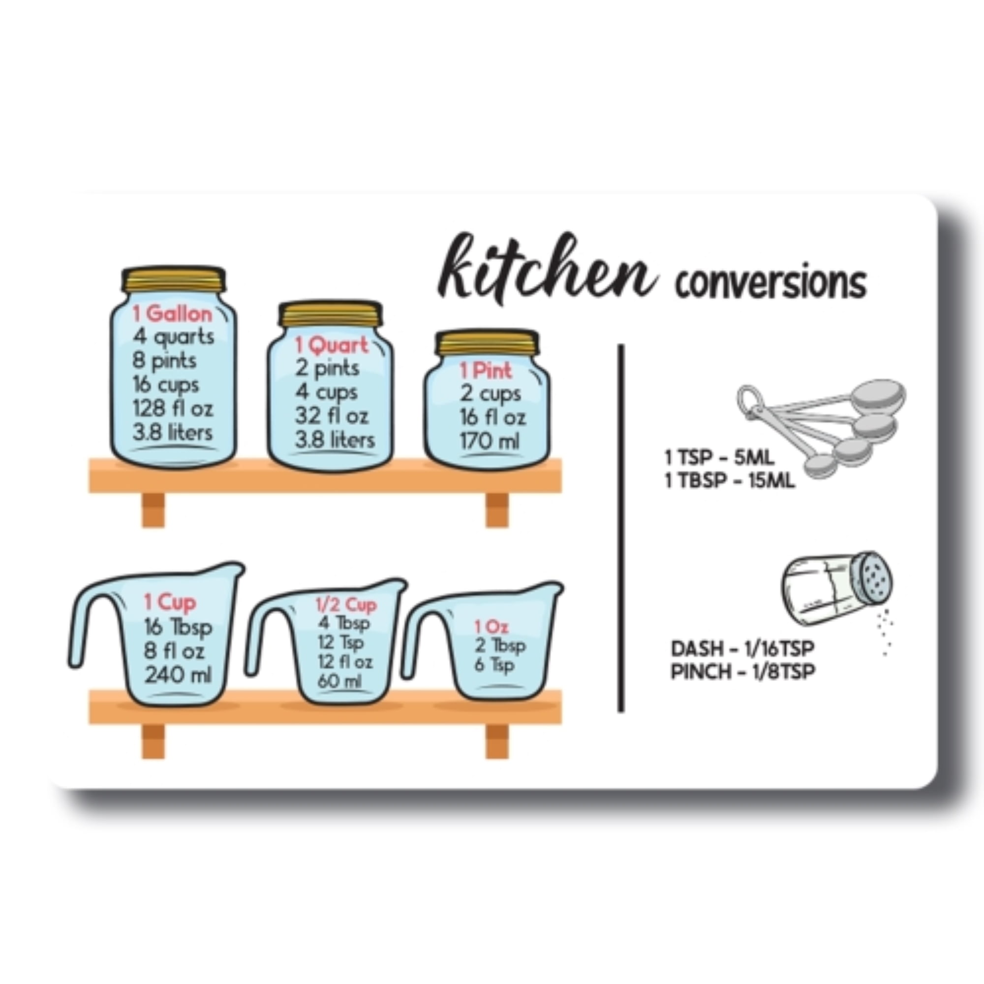 Magnet Me Up Kitchen Conversion Chart, 4x6 Magnet Decal, Cute Baking ...