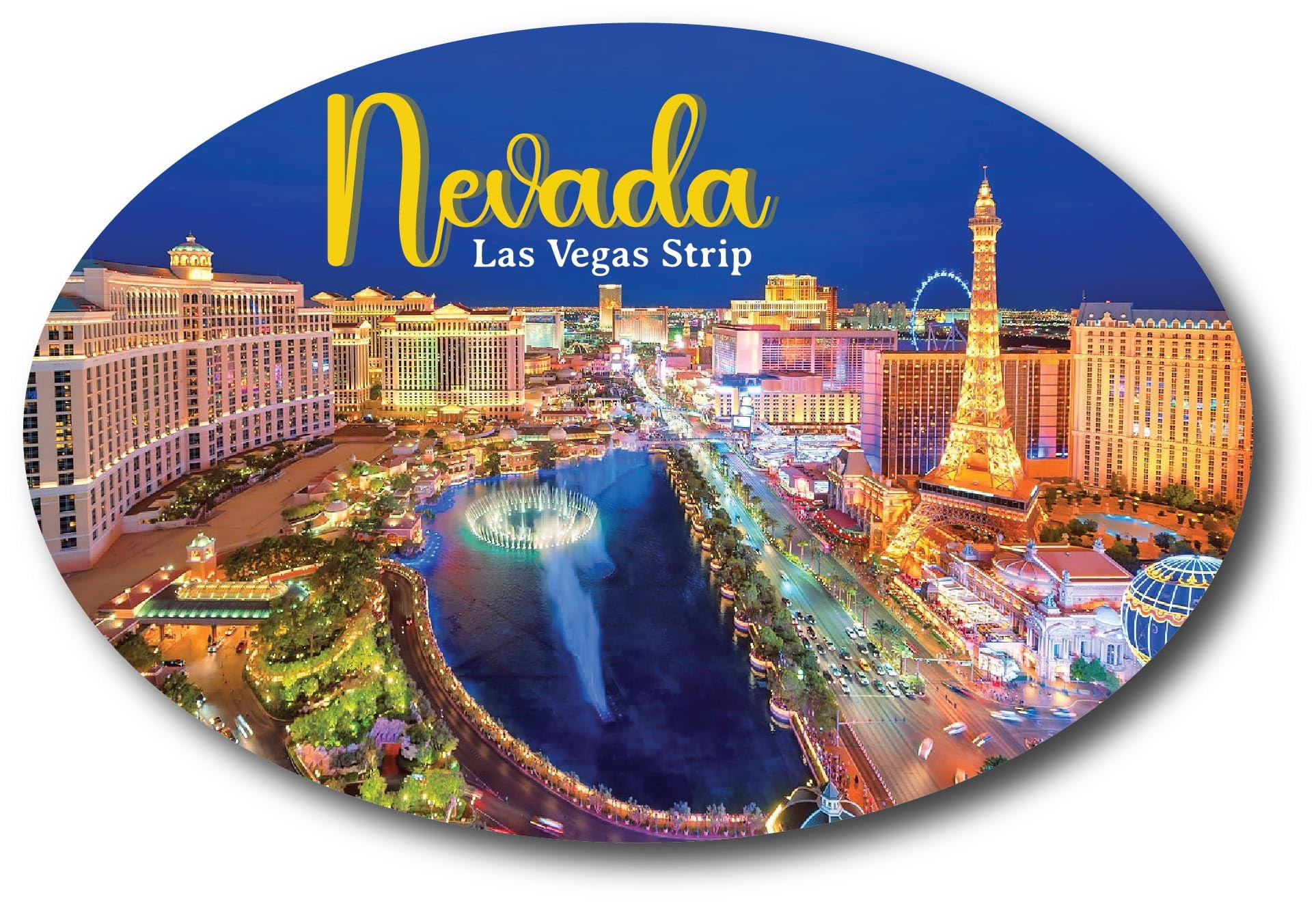 Magnet Me Up Nevada Las Vegas Strip State Scenic Oval Magnet Decal, 4x6 ...