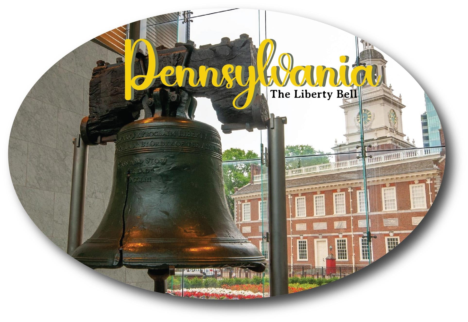 Magnet Me Up Pennsylvania Liberty Bell State Oval Magnet Decal, 4x6 ...