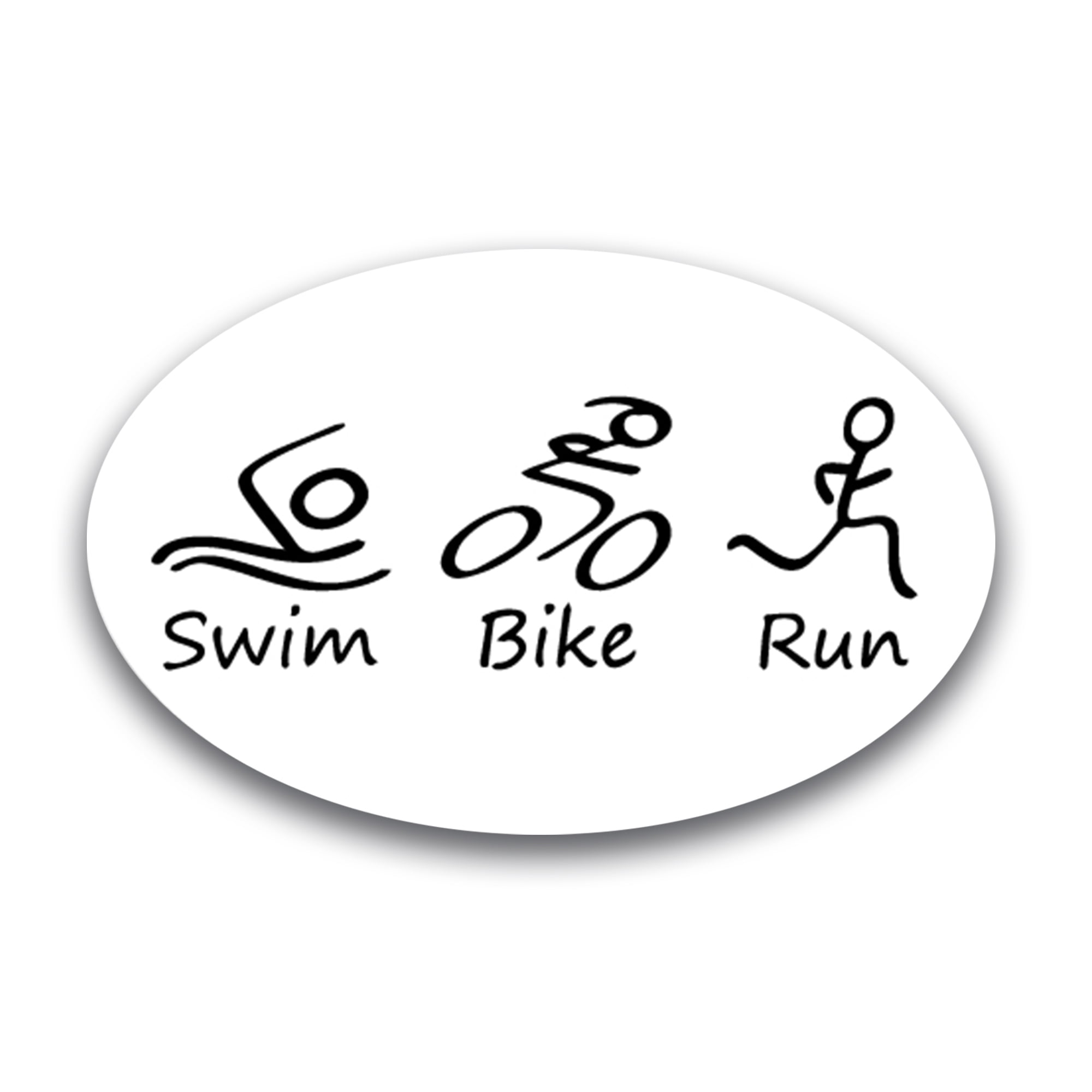 Magnet Me Up Swim Bike Run Black and White Oval Magnet Decal, 4x6 In ...