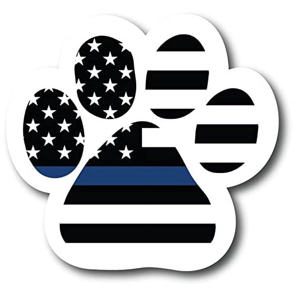 Magnet Me Up Thin Blue Line Pawprint Magnet Decal With White Outline, 5 ...