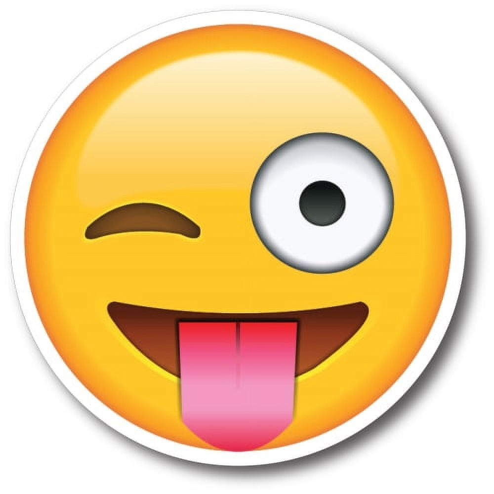 Magnet Me Up Wink Tongue Out Emoticon Magnet Decal, 5 Inch Round, Cute ...