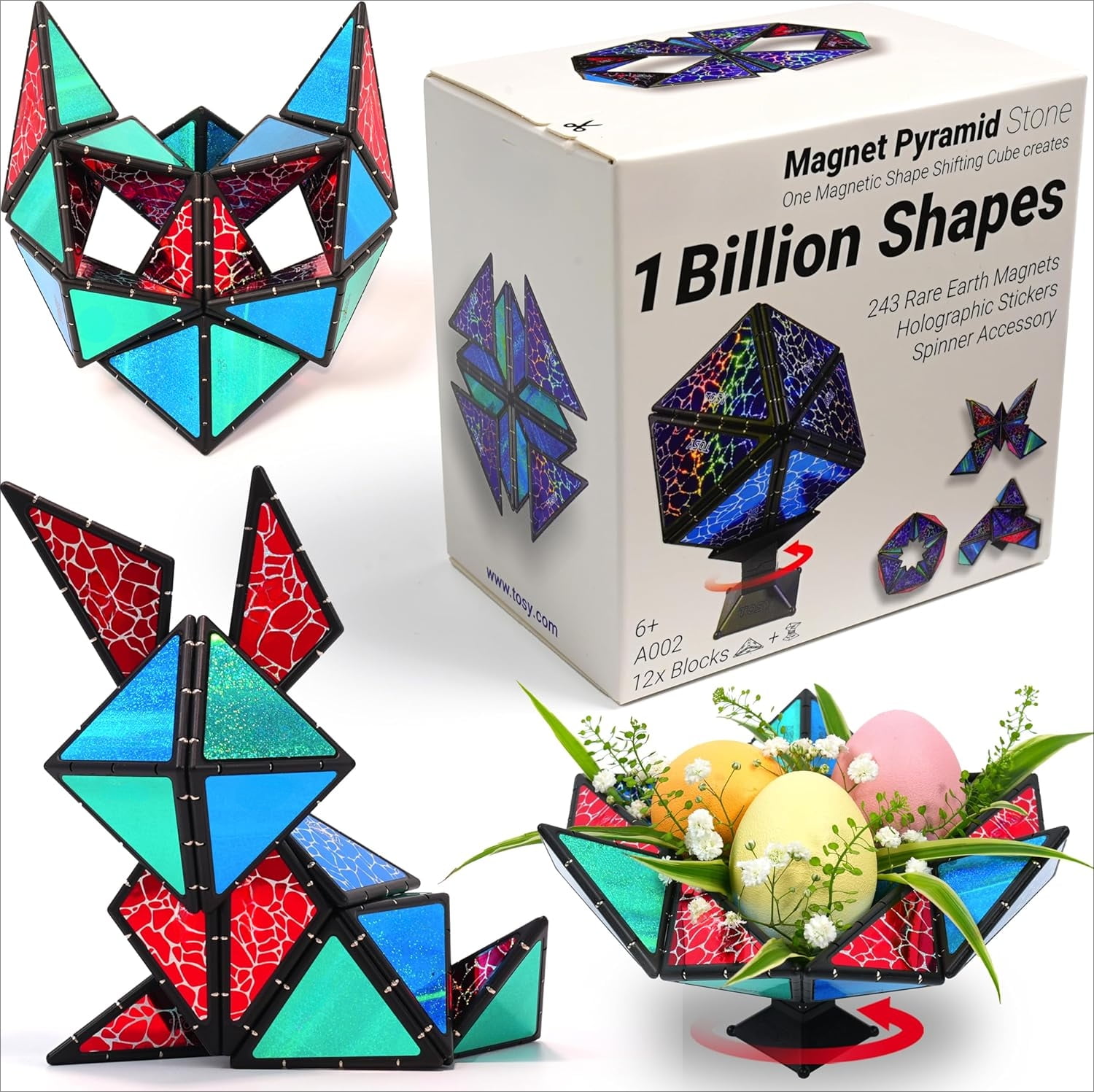 Magnet Pyramid Stone - 1 Cube Transforms into 1 Billion Shapes, 12 ...