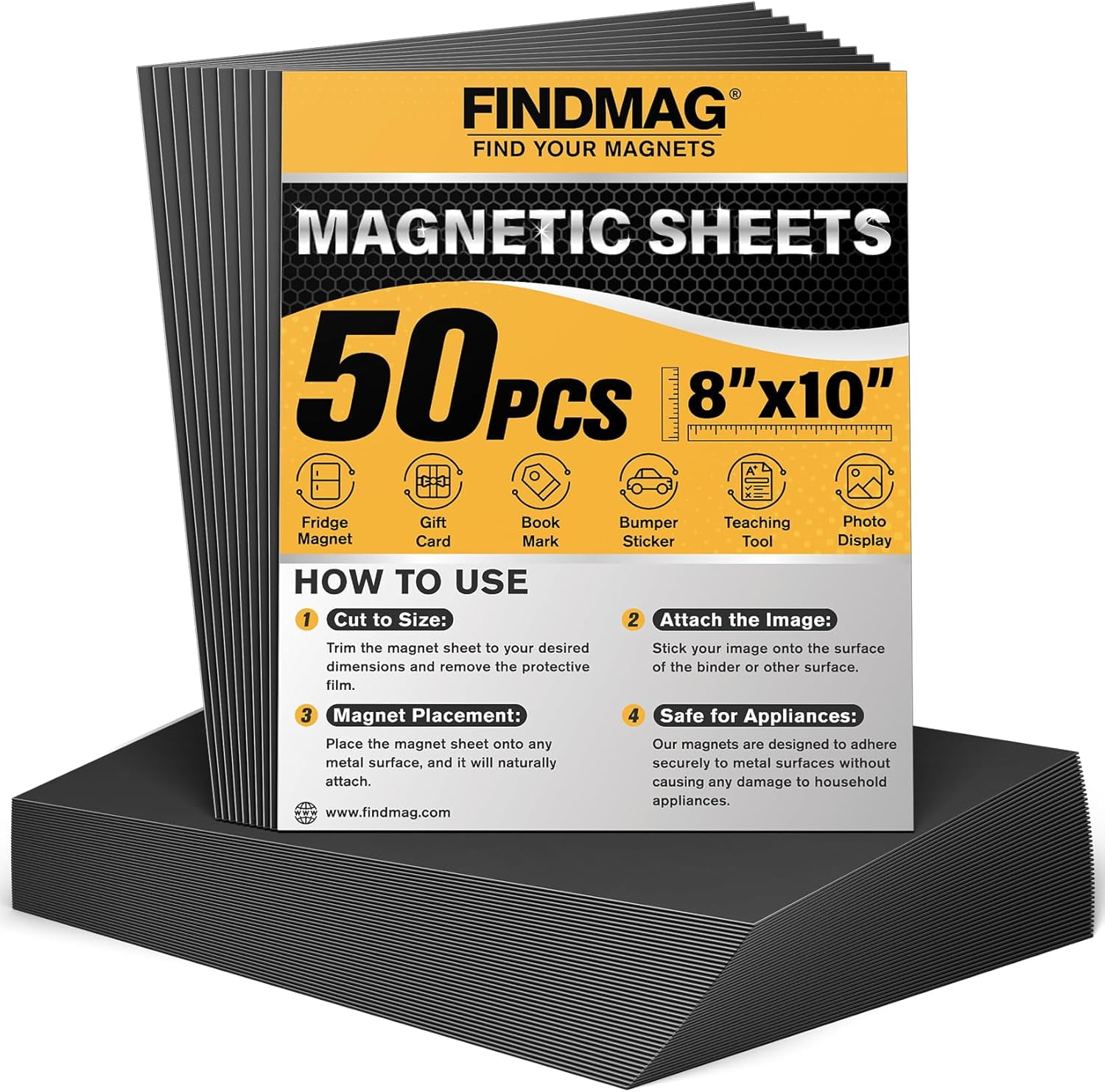 Magnet Sheets with Adhesive, 8” x 10”, Pack of 50, Magnet Papers for ...