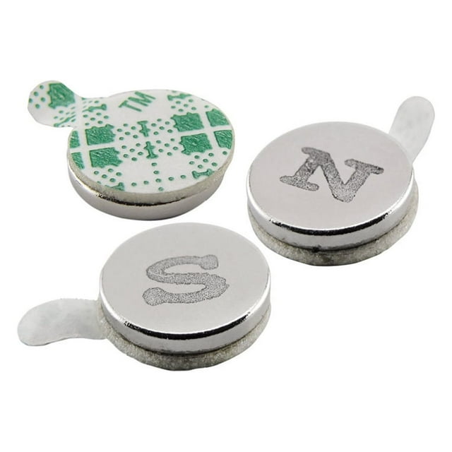 Magnet Source .06 in. L X .25 in. W Silver Disc Magnets with Adhesive 1 ...