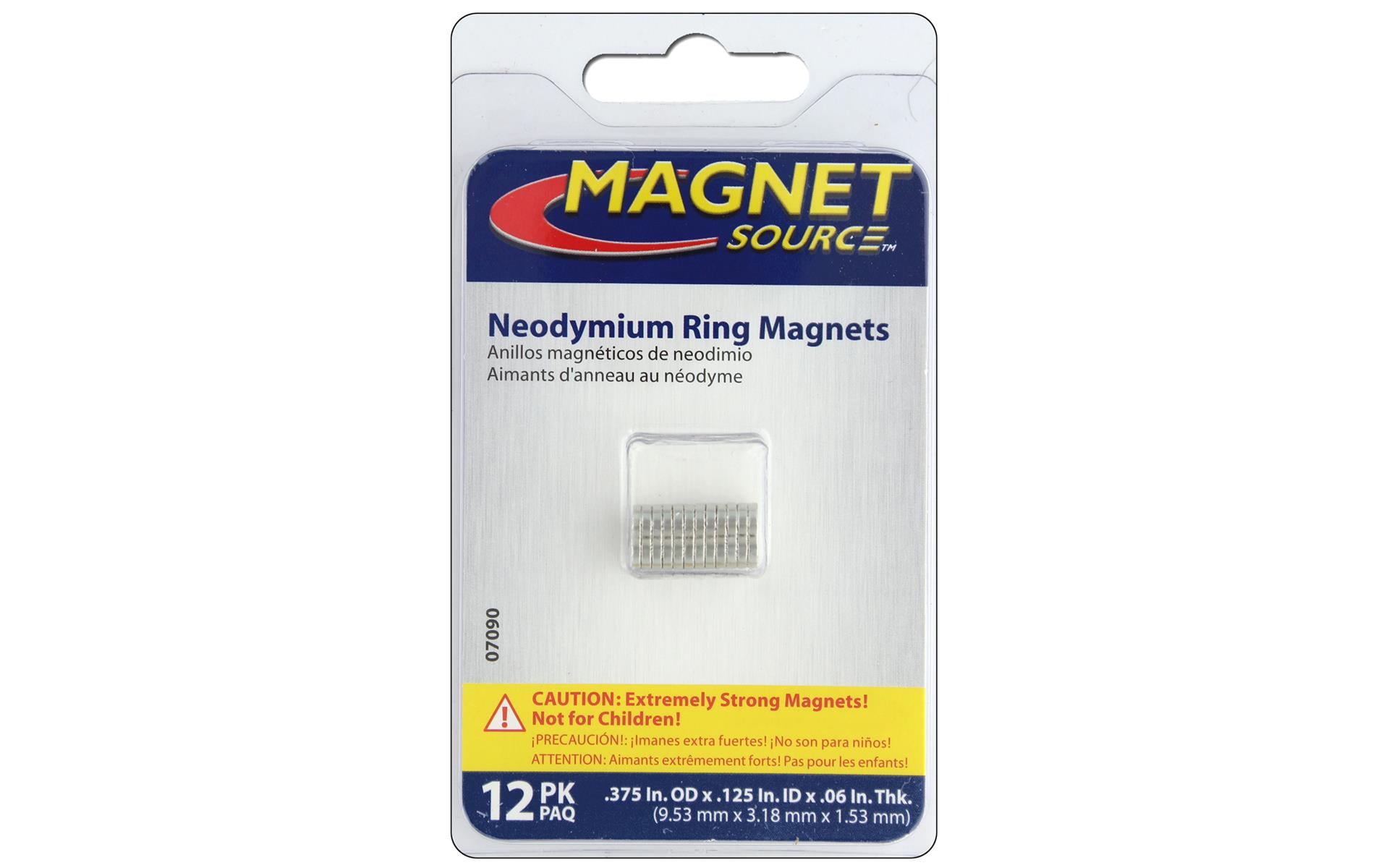 Magnet Source .06 in. L X .375 in. W Silver Ring Magnet Rings 3.3 lb ...