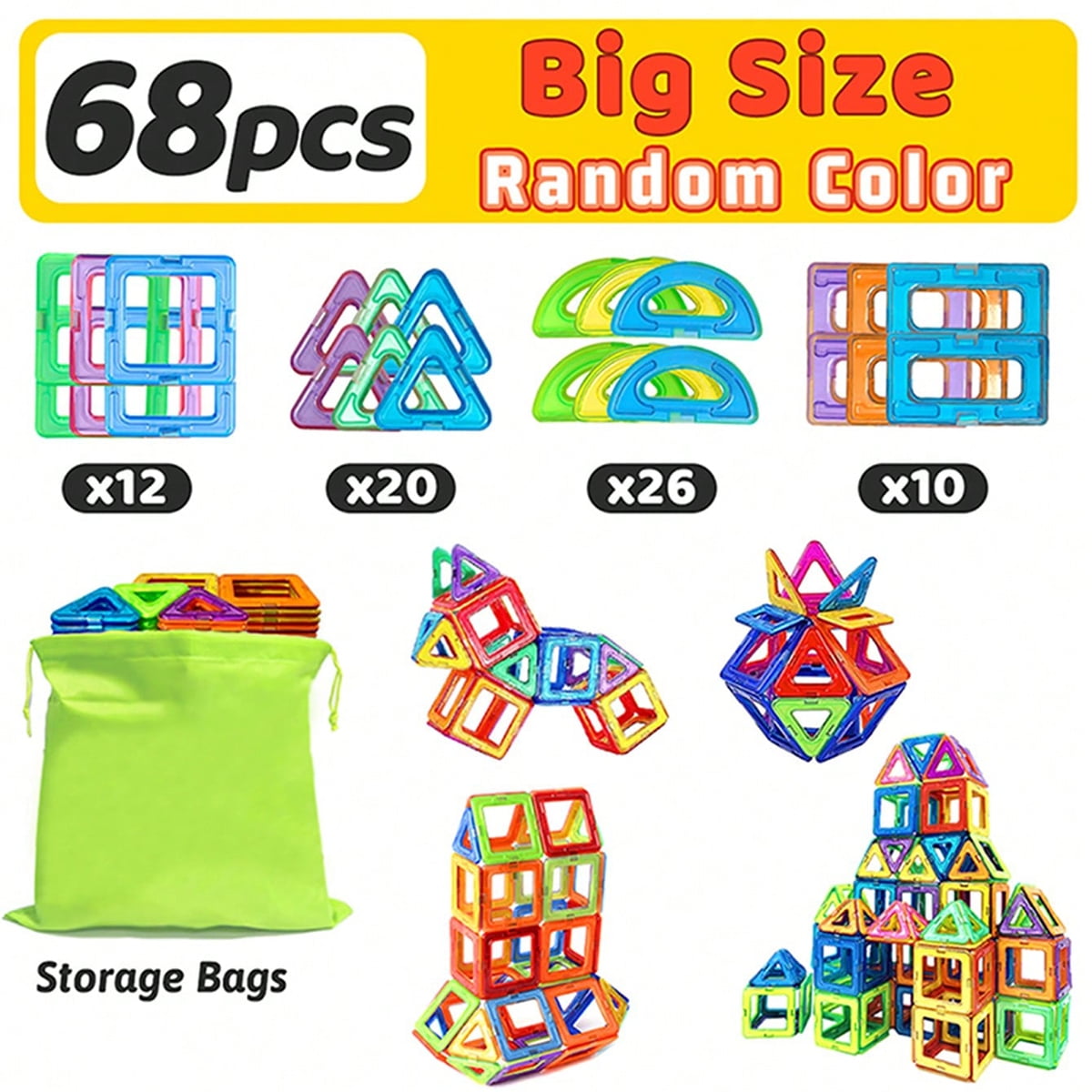 Magnet Toys Big size DIY Magnetic Building Blocks Construction Toys For ...