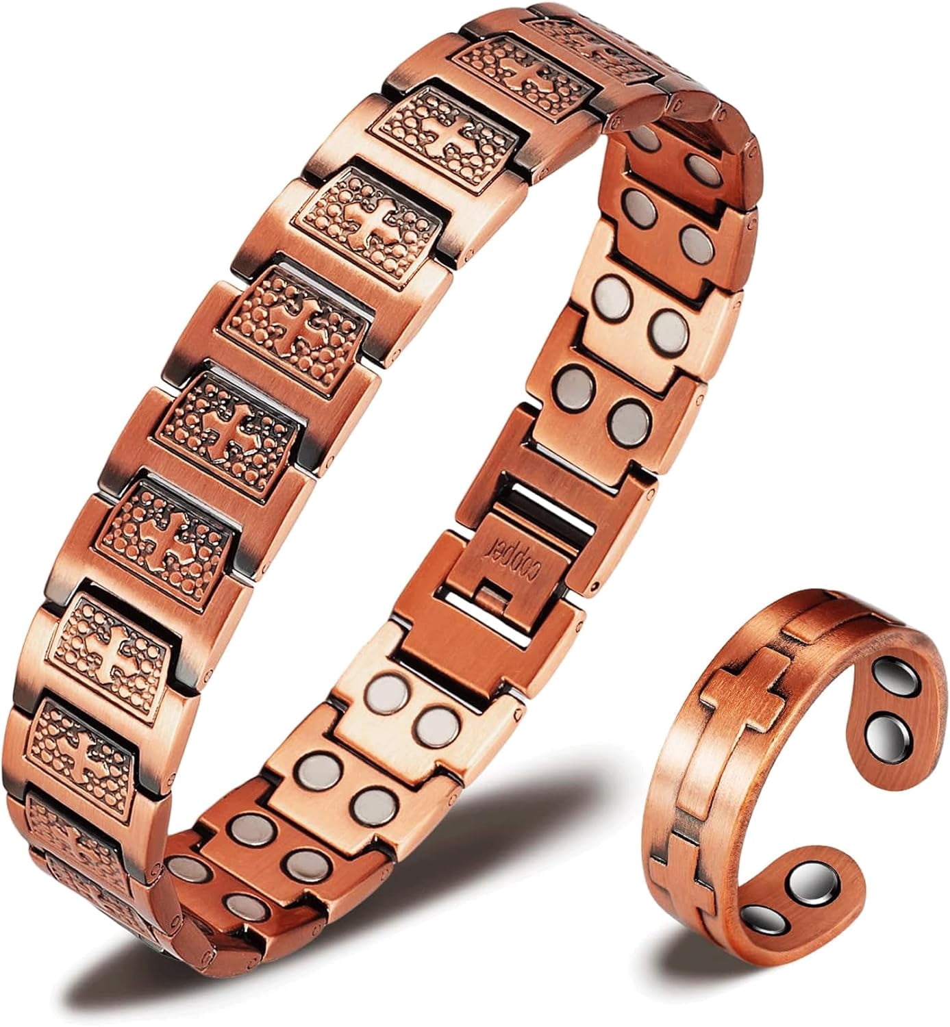 Wollet 99.99% Pure Copper Magnetic Bracelet Set, Blessing of Jesus ...