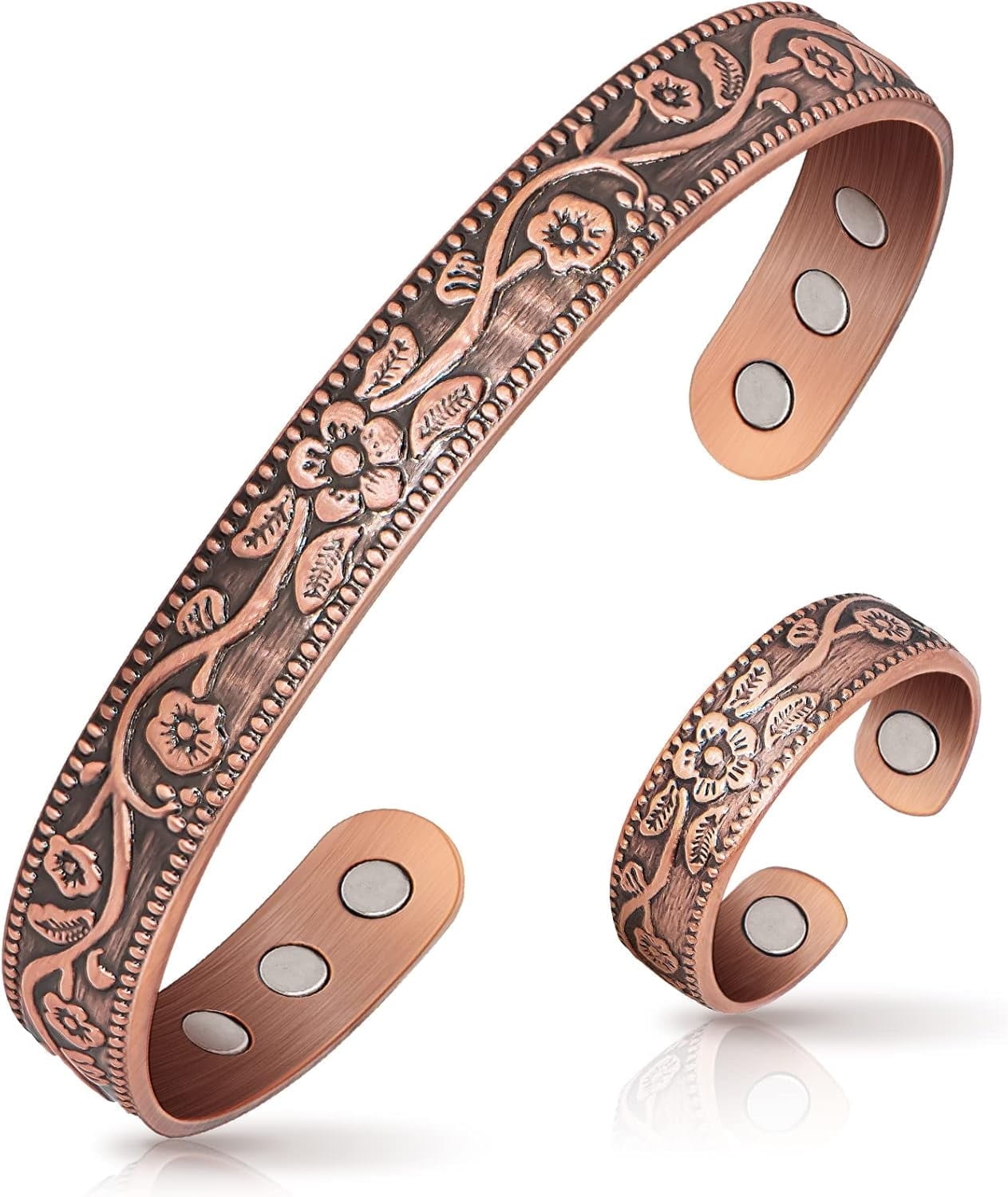 Wollet Copper Bracelets Set for Women, Magnetic Pure Copper Jewelry ...