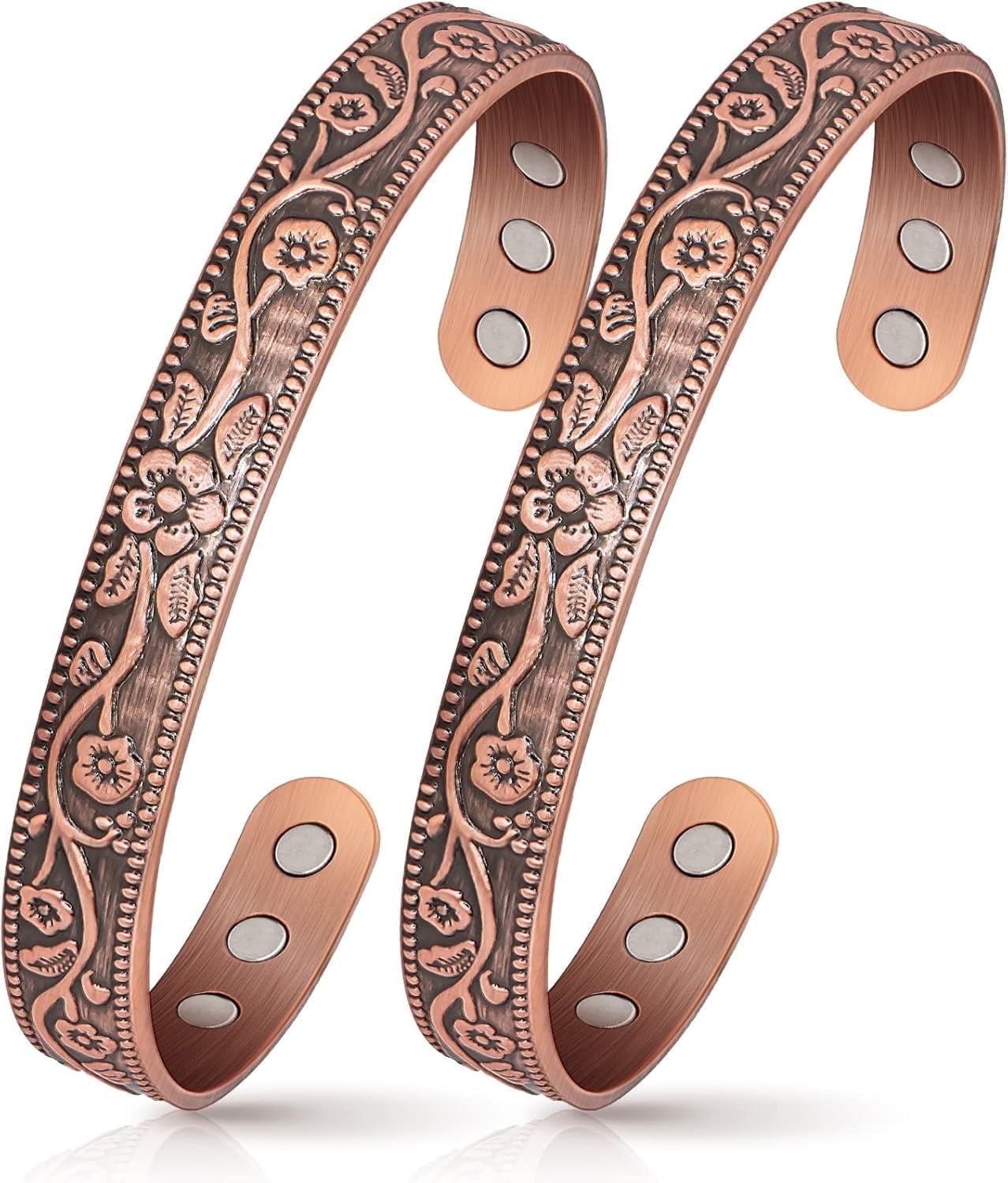 Wollet Copper Bracelets Set for Women, Magnetic Pure Copper Jewelry ...