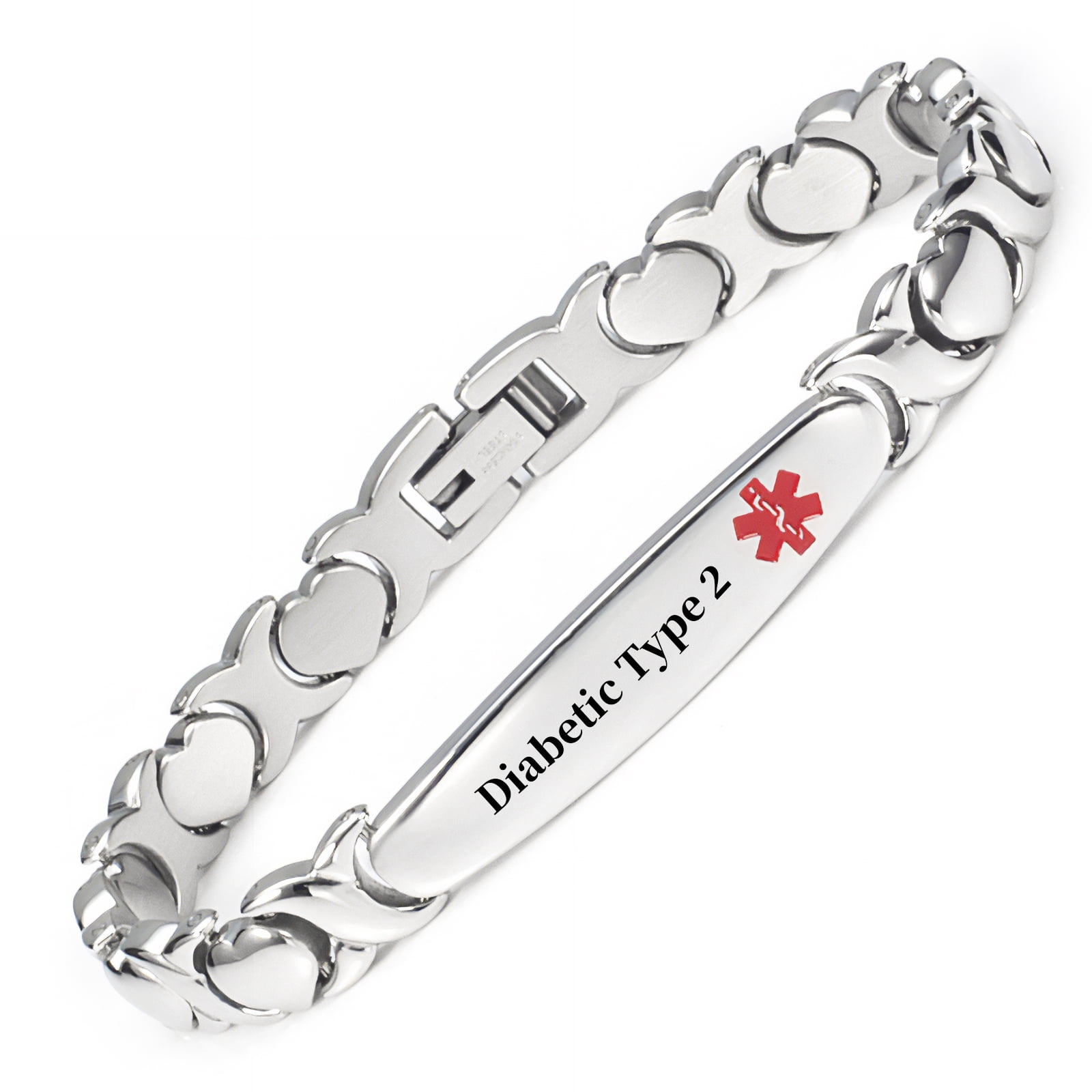 Magnetia Heart Stainless Steel Medical Alert ID Bracelets for Women, 7. ...