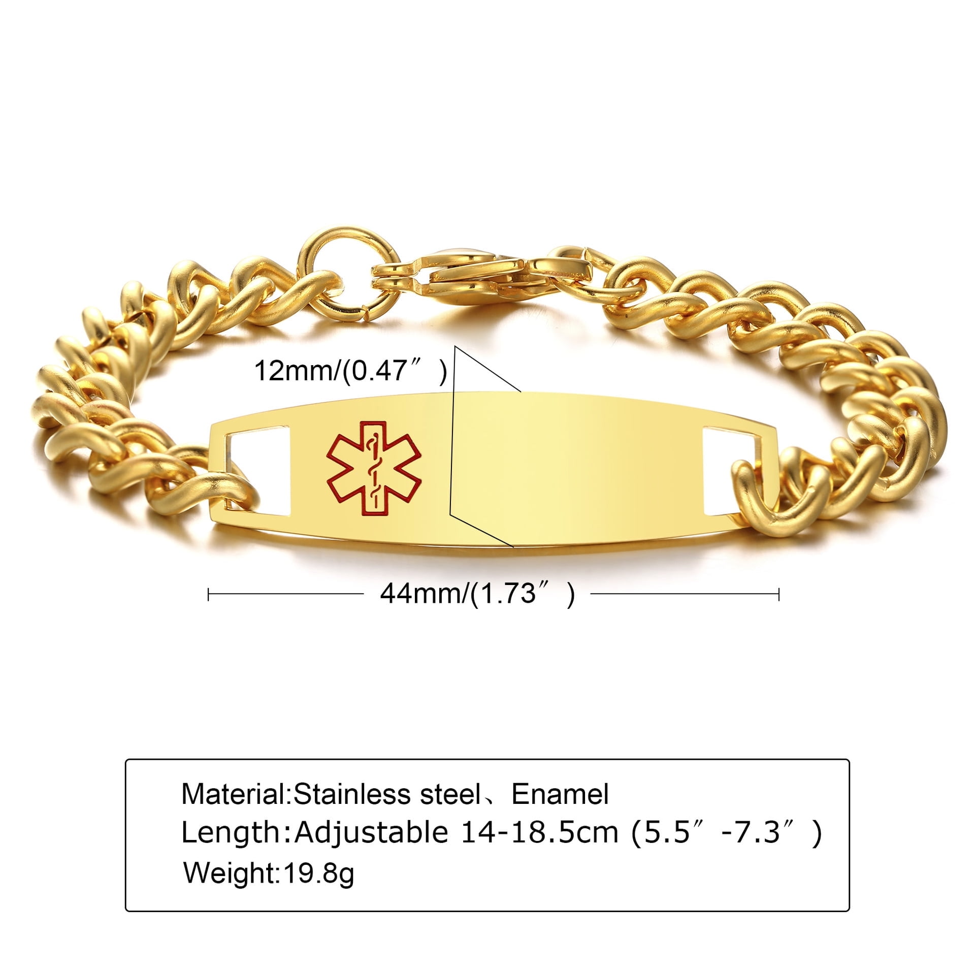Magnetia Medical Alert Bracelets for Women Men, Engraved Diabetic Type ...