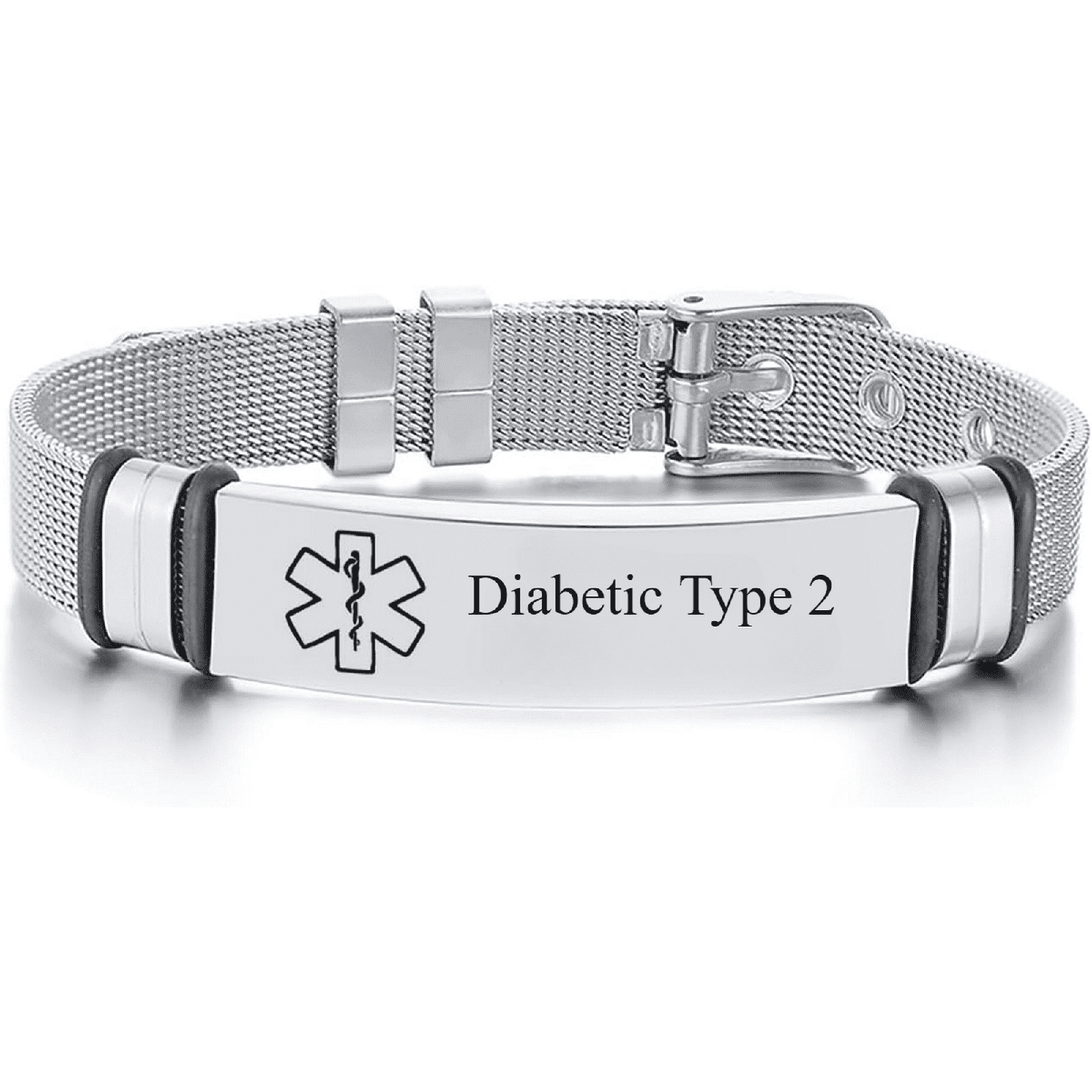 Magnetia Personalized Medical Alert Bracelets for Men Women Mesh ...