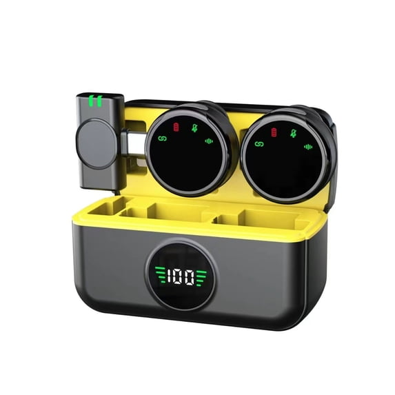 Magnetic 1-to-2 Wireless Lavalier Microphone, Smart Noise Cancellation ...