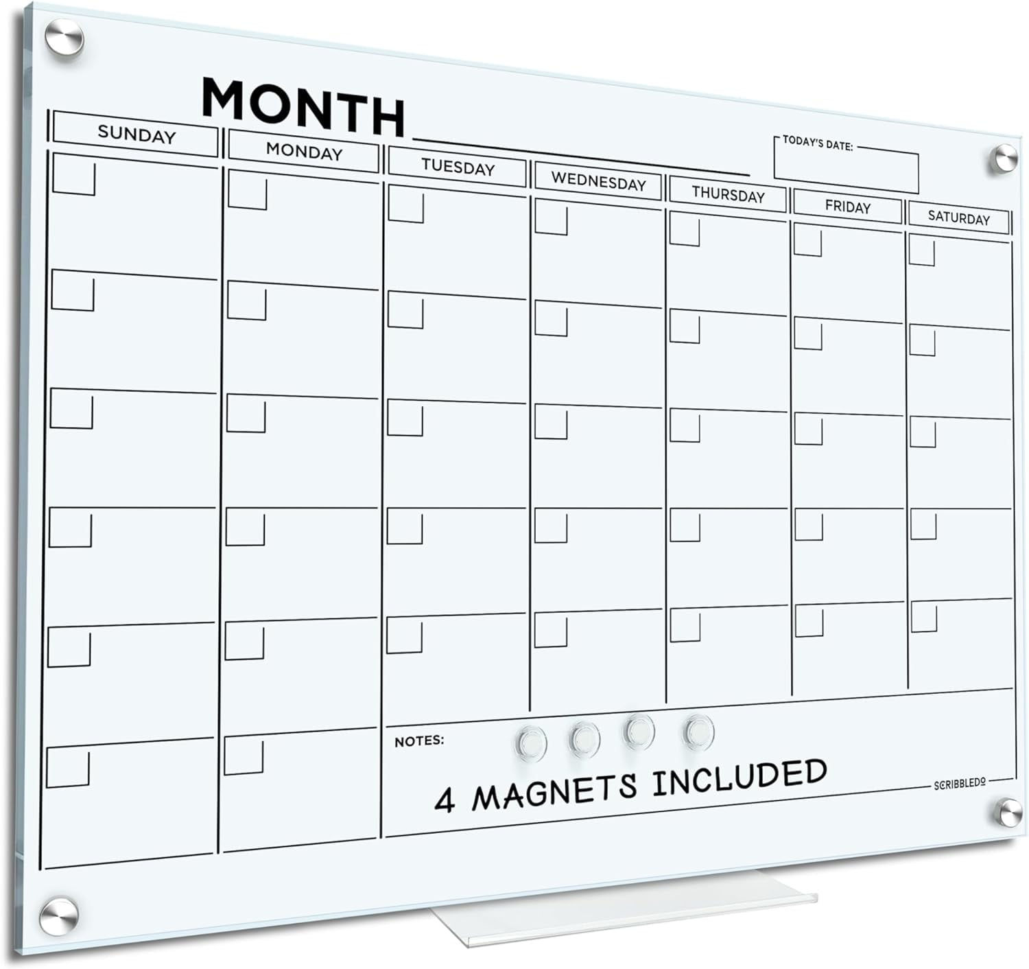 Magnetic 18”x24” Glass Whiteboard Calendar Planner White Board ...