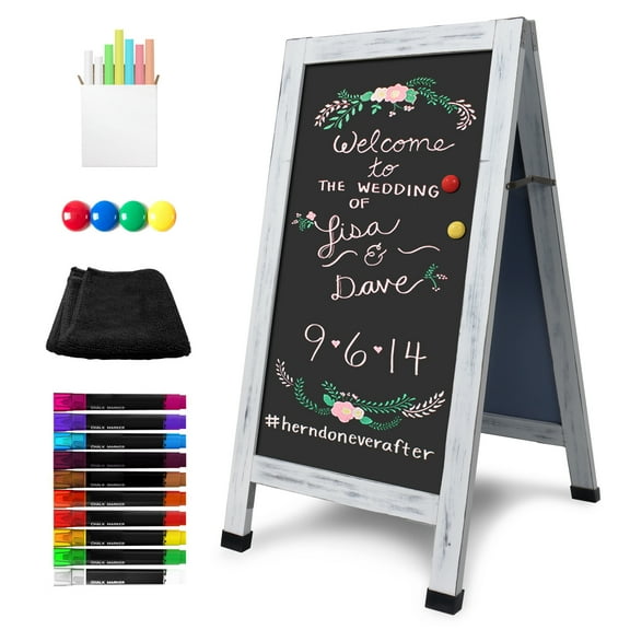 Magnetic Sandwich A-Frame Chalkboard Sign - 40 x 20 Inches, Large ...