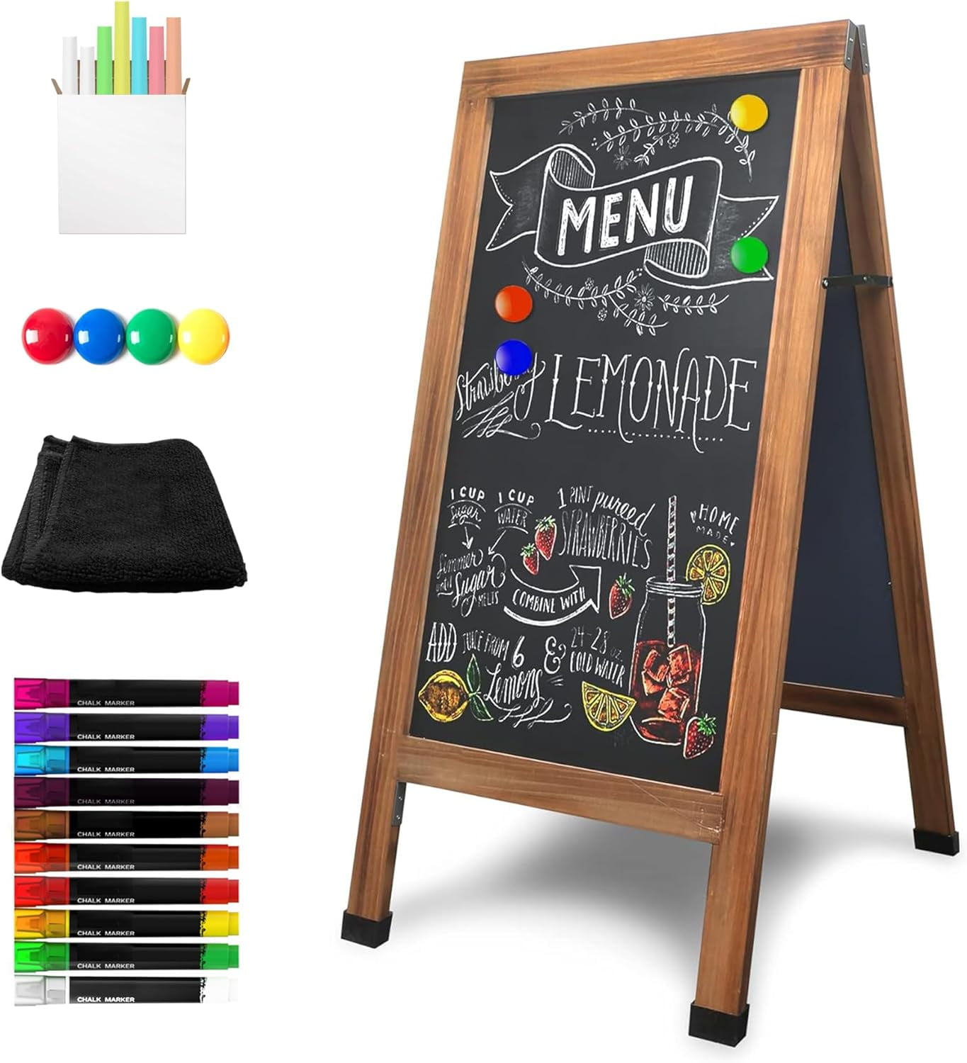 Magnetic A-Frame Chalkboard Signs with 10 Chalk Markers, 7 Chalks, 4 ...