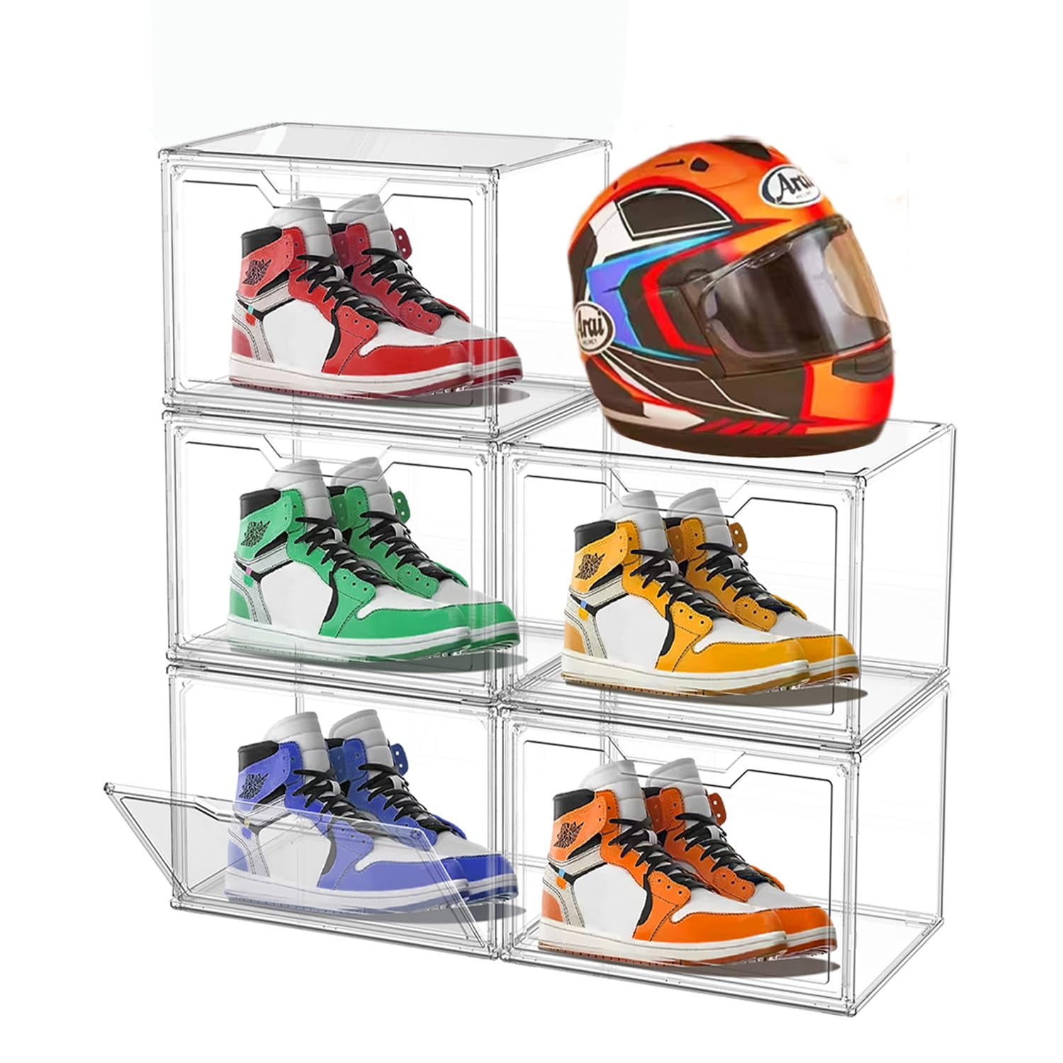 Magnetic Acrylic Clear Shoe Boxes – 360° Clear Plastic Stackable ...