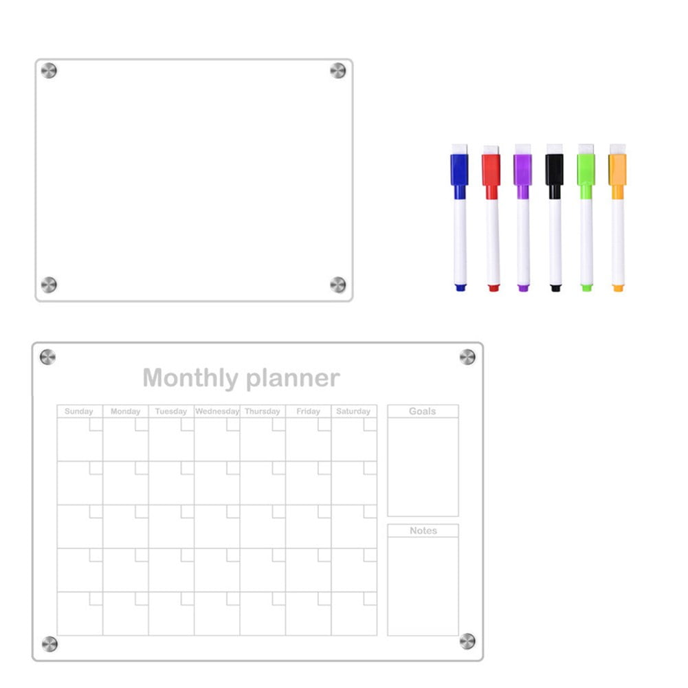 Magnetic Acrylic Monthly Calendar Board Clear Dry Erase Wall Planner ...