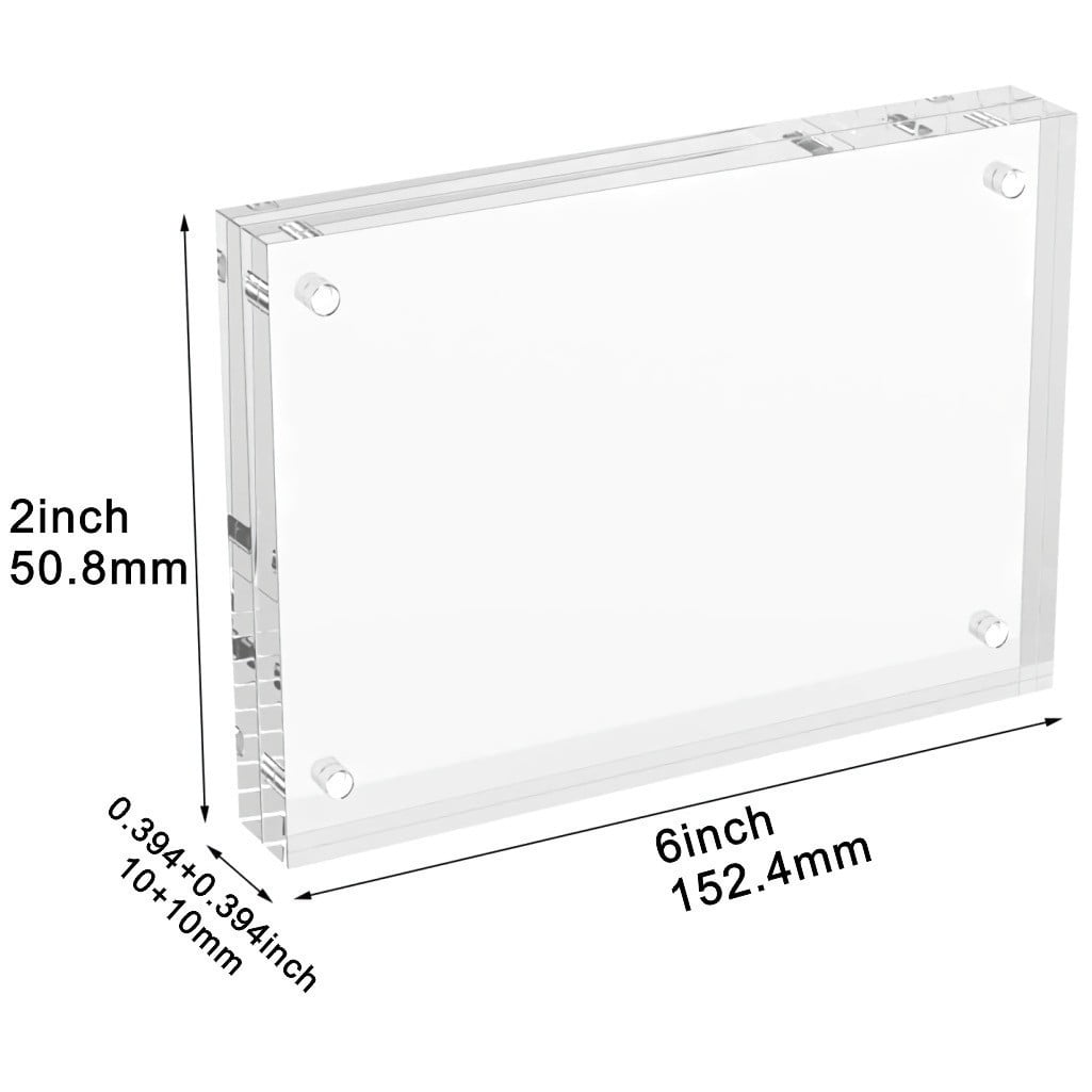Magnetic Acrylic Photo Frame Free-Standing Clear Desktop Floating ...