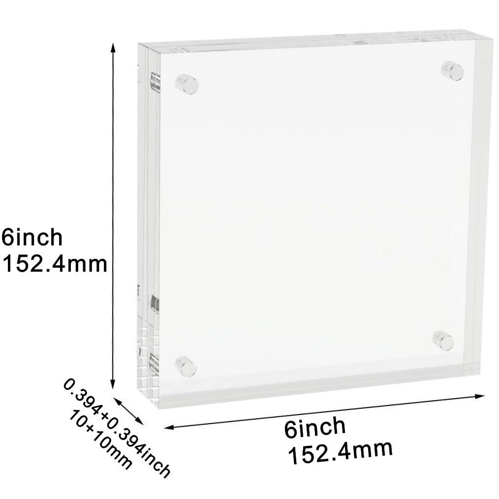 Magnetic Acrylic Photo Frame Free-Standing Clear Desktop Floating ...