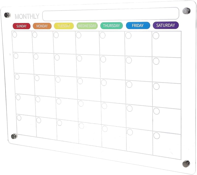 Magnetic Acrylic Weekly Meal Planner Board - Reusable Fridge Calendar ...