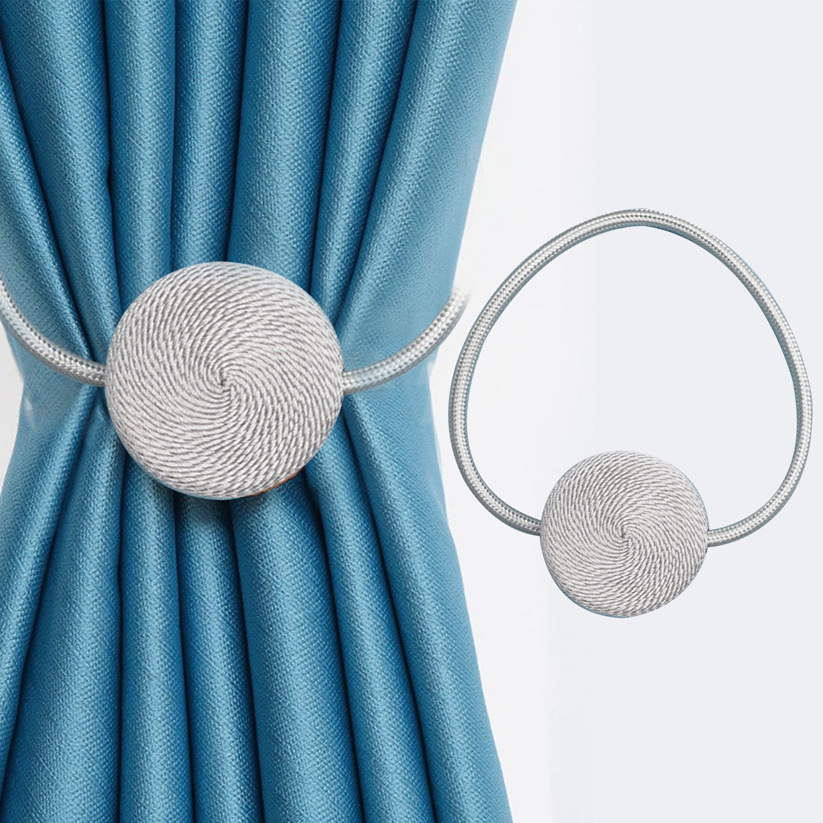 Magnetic Alloy Curtain Tiebacks with Adjustable Flax Strap – Modern ...